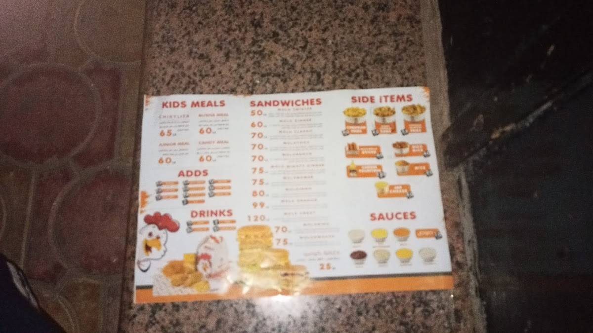 Menu at Molo Fried Chicken restaurant, Egypt