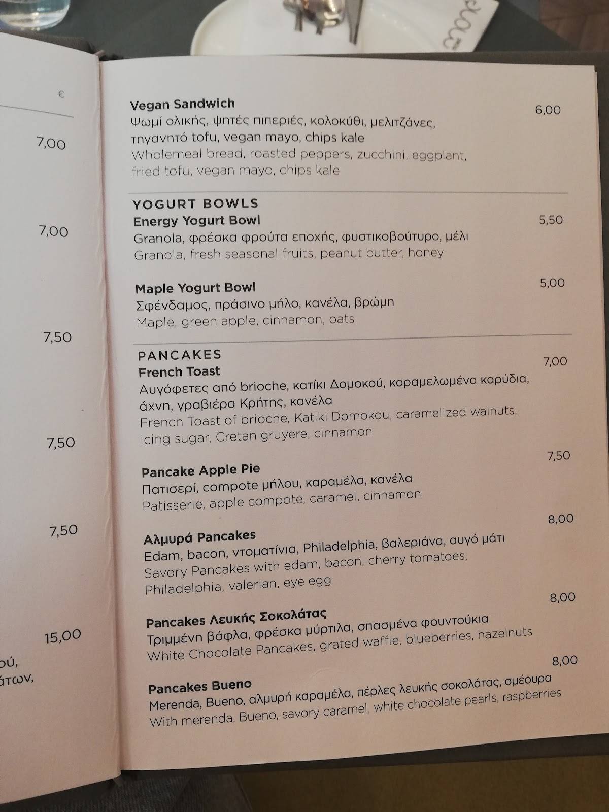 Menu at Mone, Thessaloniki