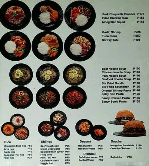 Carta del restaurante Mongolian Quick-Box, Parañaque