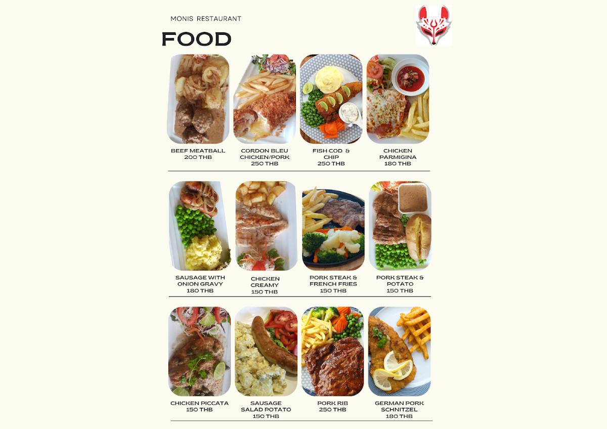 Carta del restaurante Monis Food & Drink, Pattaya