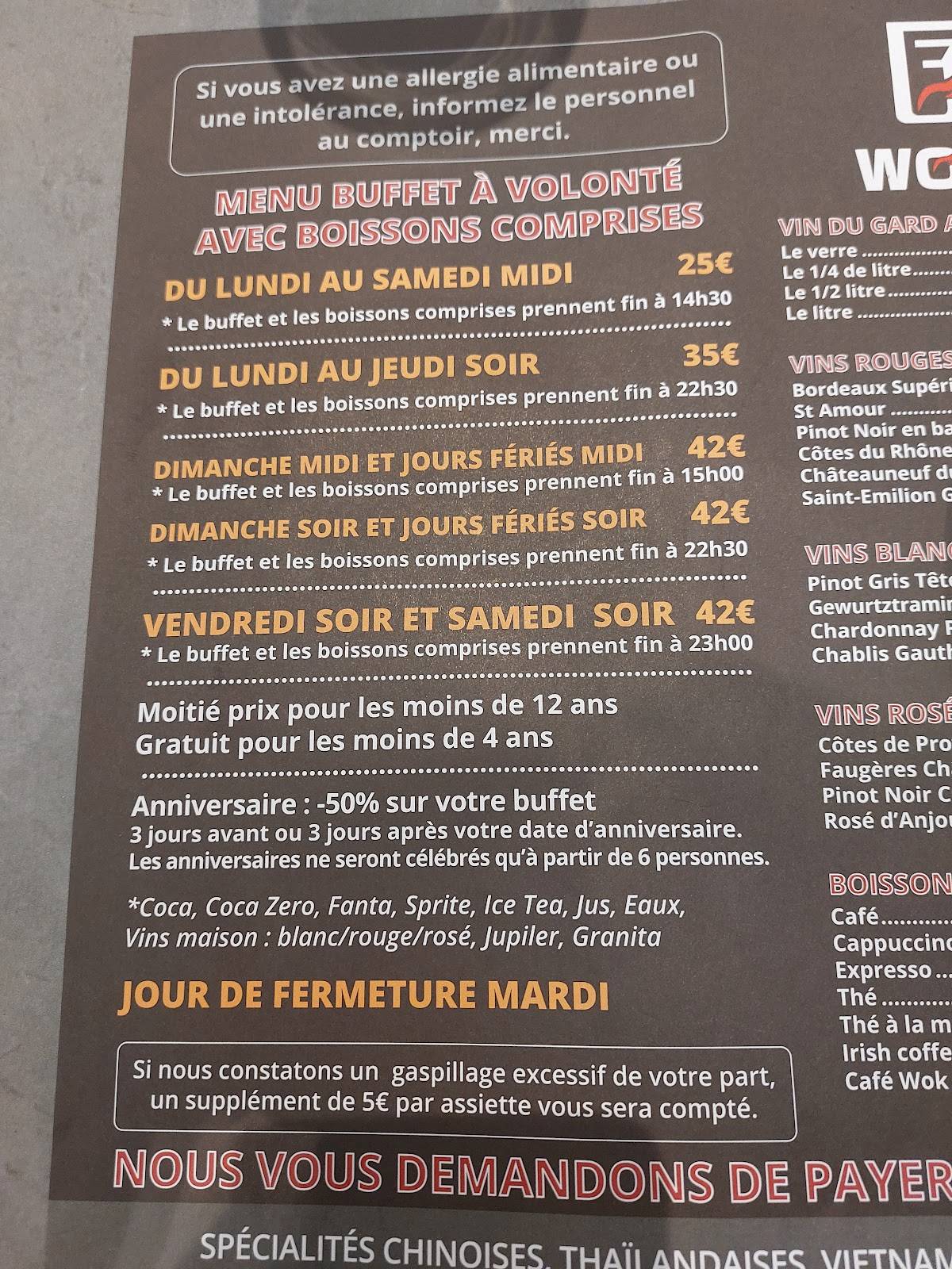 Menu au WOK IN, Mons