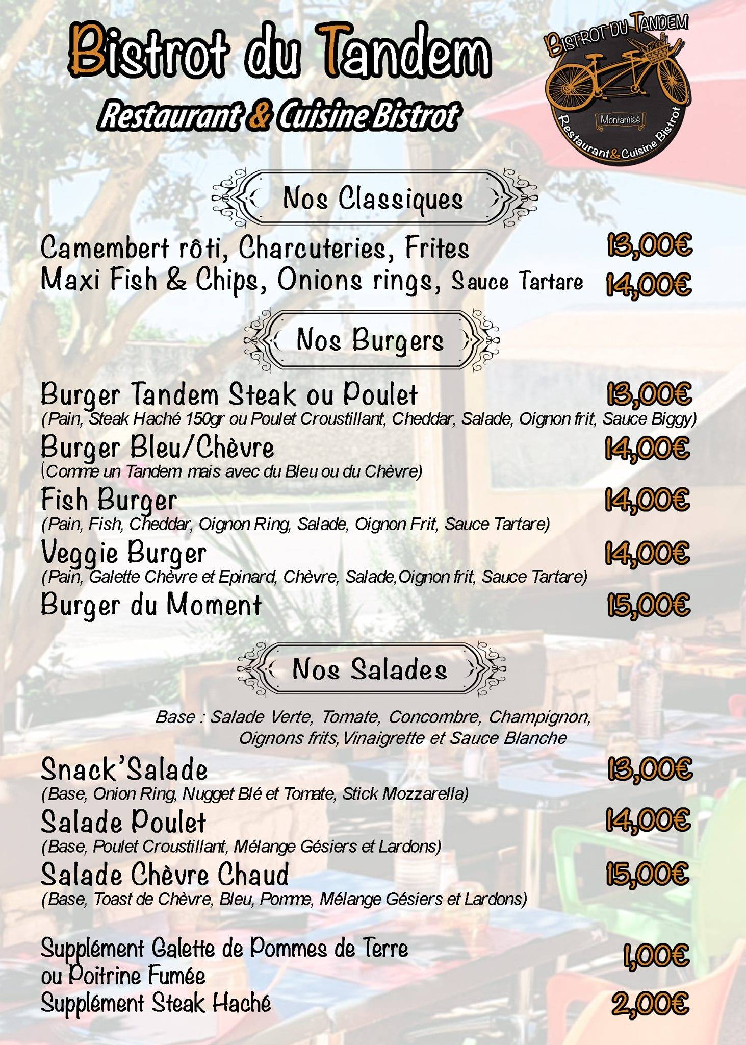 Menu at Restaurant BISTROT DU TANDEM, Montamisé