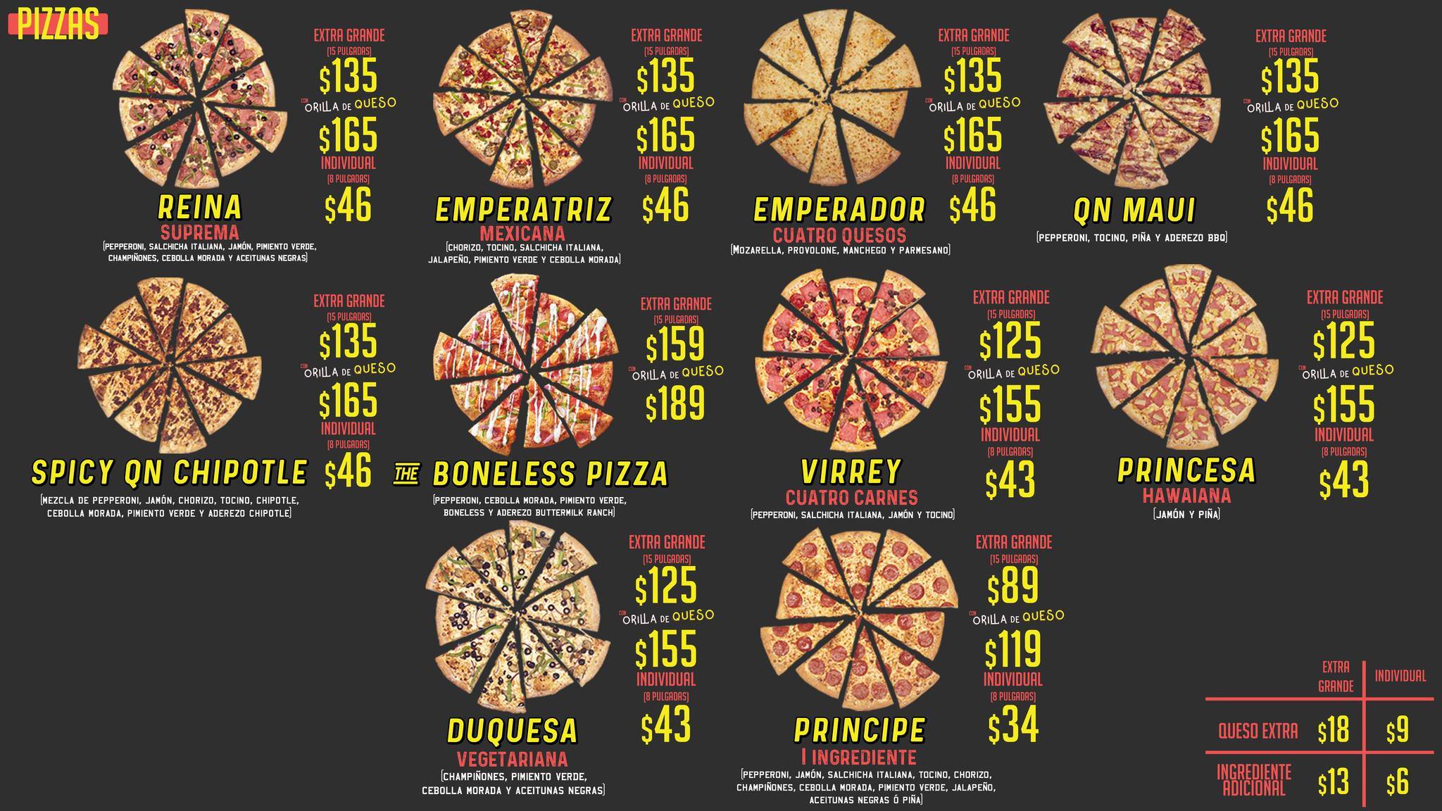 Carta del restaurante Queen's Pizza Aztlan 1, Monterrey, Av ...