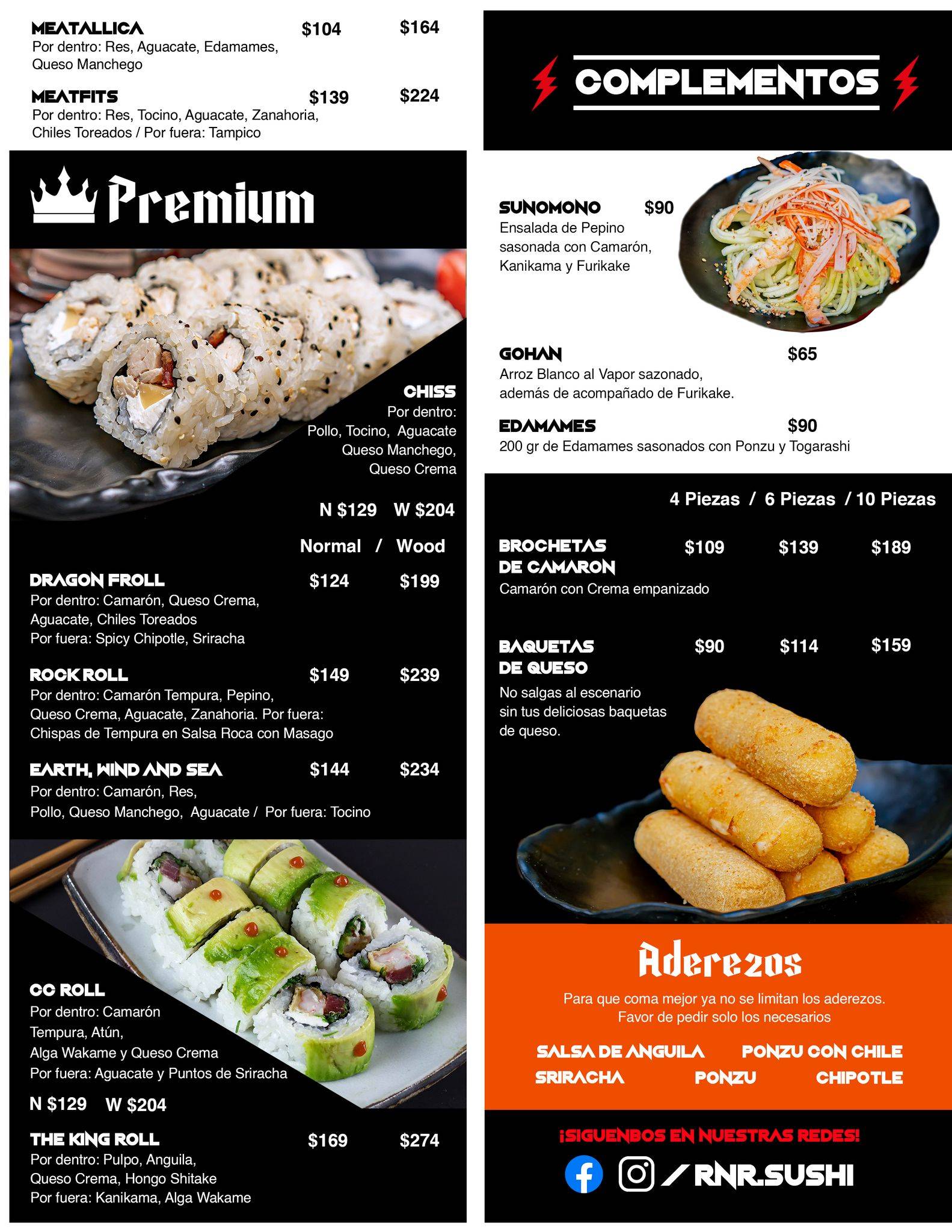 Carta del restaurante Rock N Rolls Sushi, Monterrey