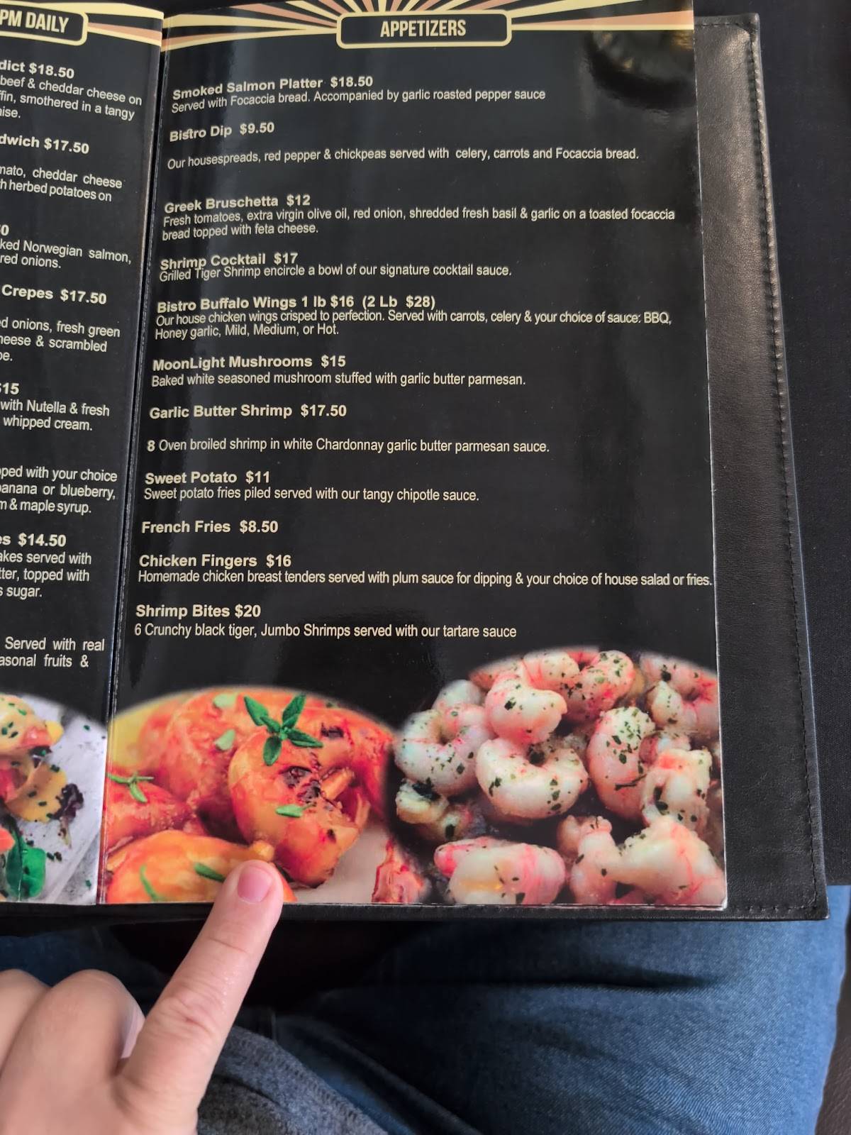 Menu at Moonlight restaurant, Leamington