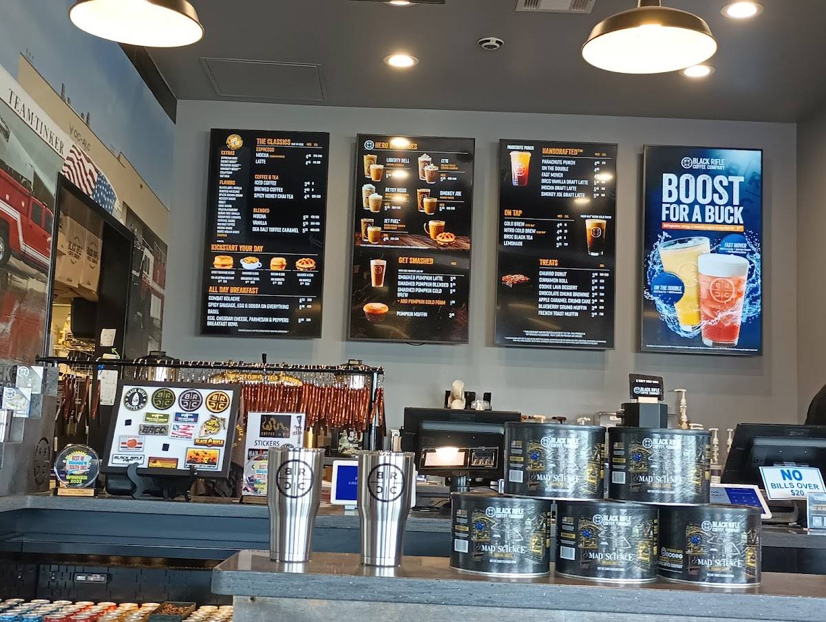 Menu at Black Rifle Coffee Company, Moore