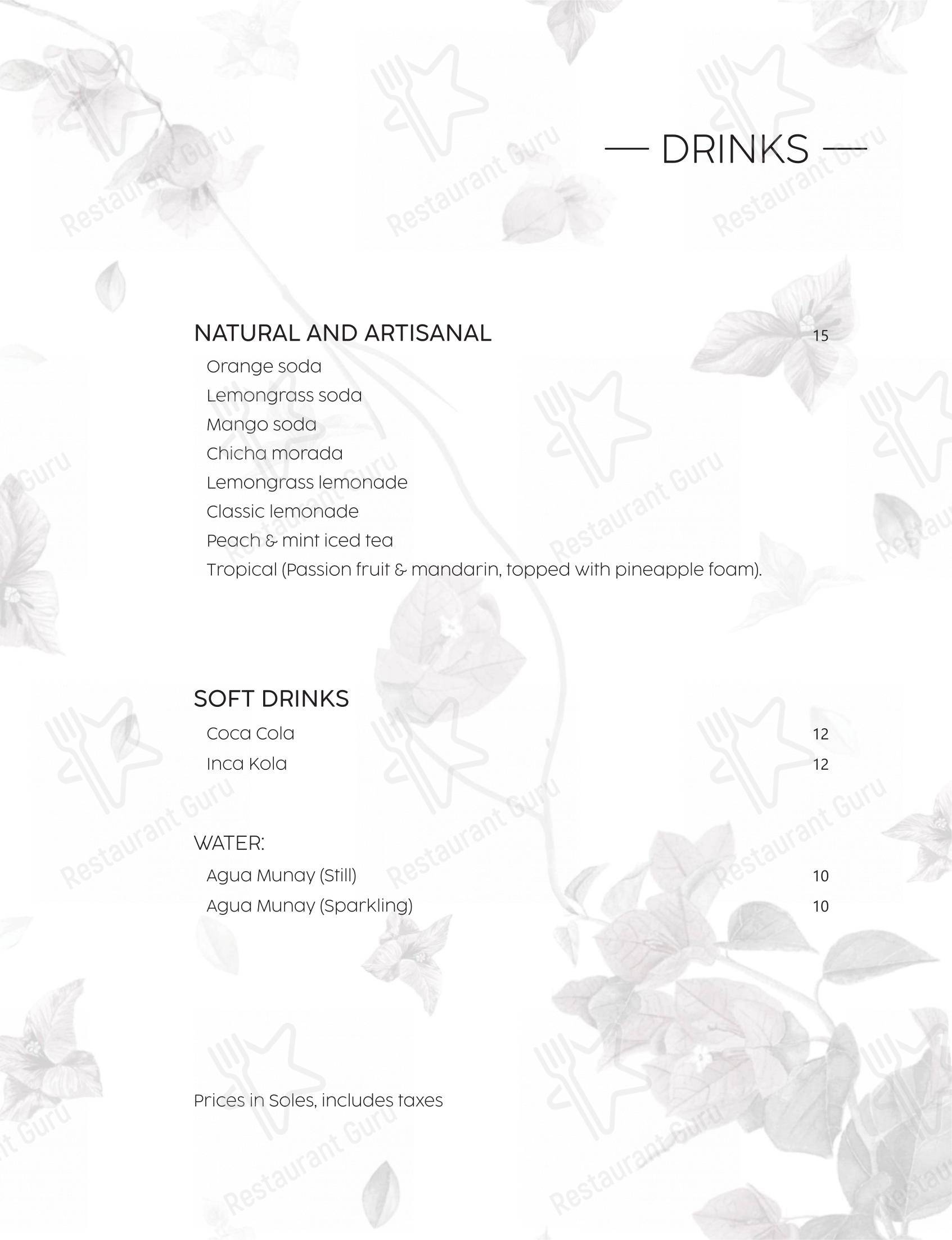 Menu at Morena Peruvian Kitchen restaurant, Cusco