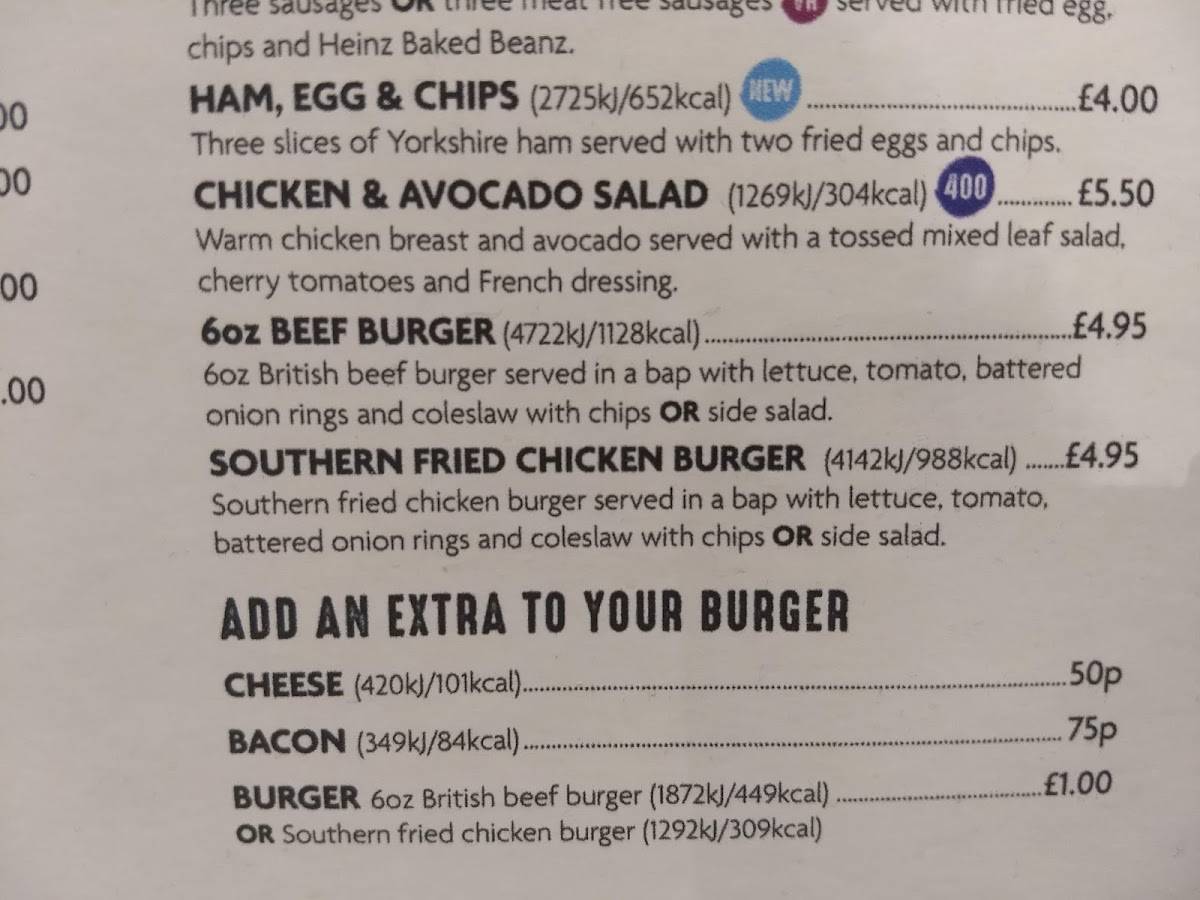 Menu at Morrisons Cafe, Wrexham