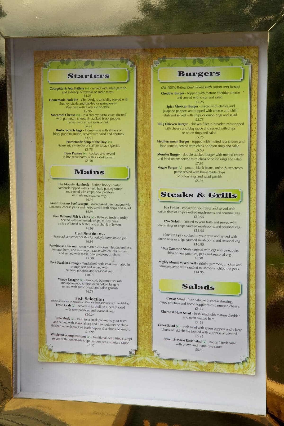 Menu at Mount Pleasant pub & bar, Wolverhampton, 98 Ounsdale Rd