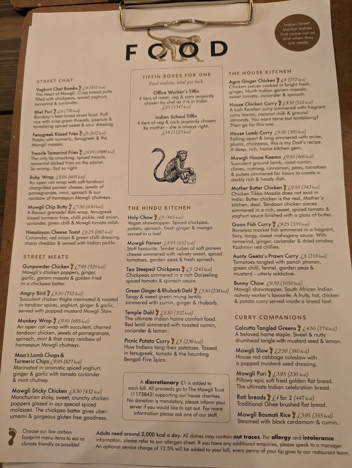 Menu at Mowgli Street Food Bold Street restaurant, Liverpool, 69 Bold St
