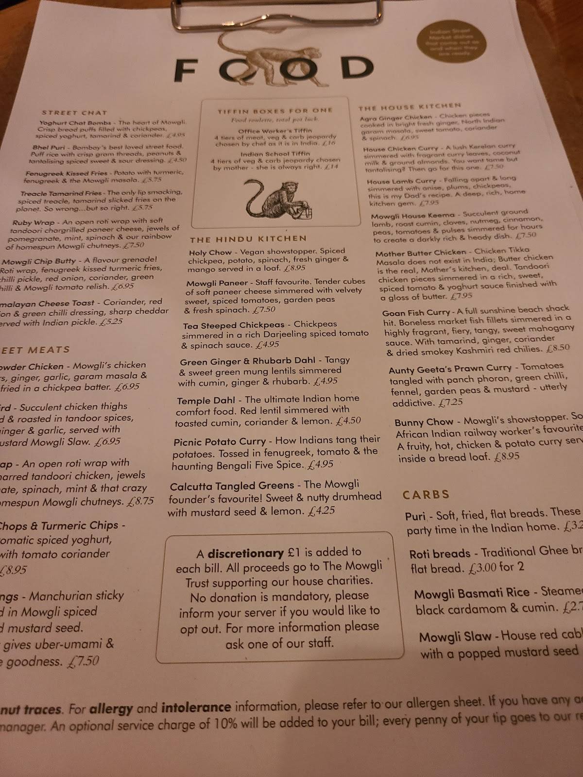 Menu at Mowgli Street Food Bold Street restaurant, Liverpool, 69 Bold St