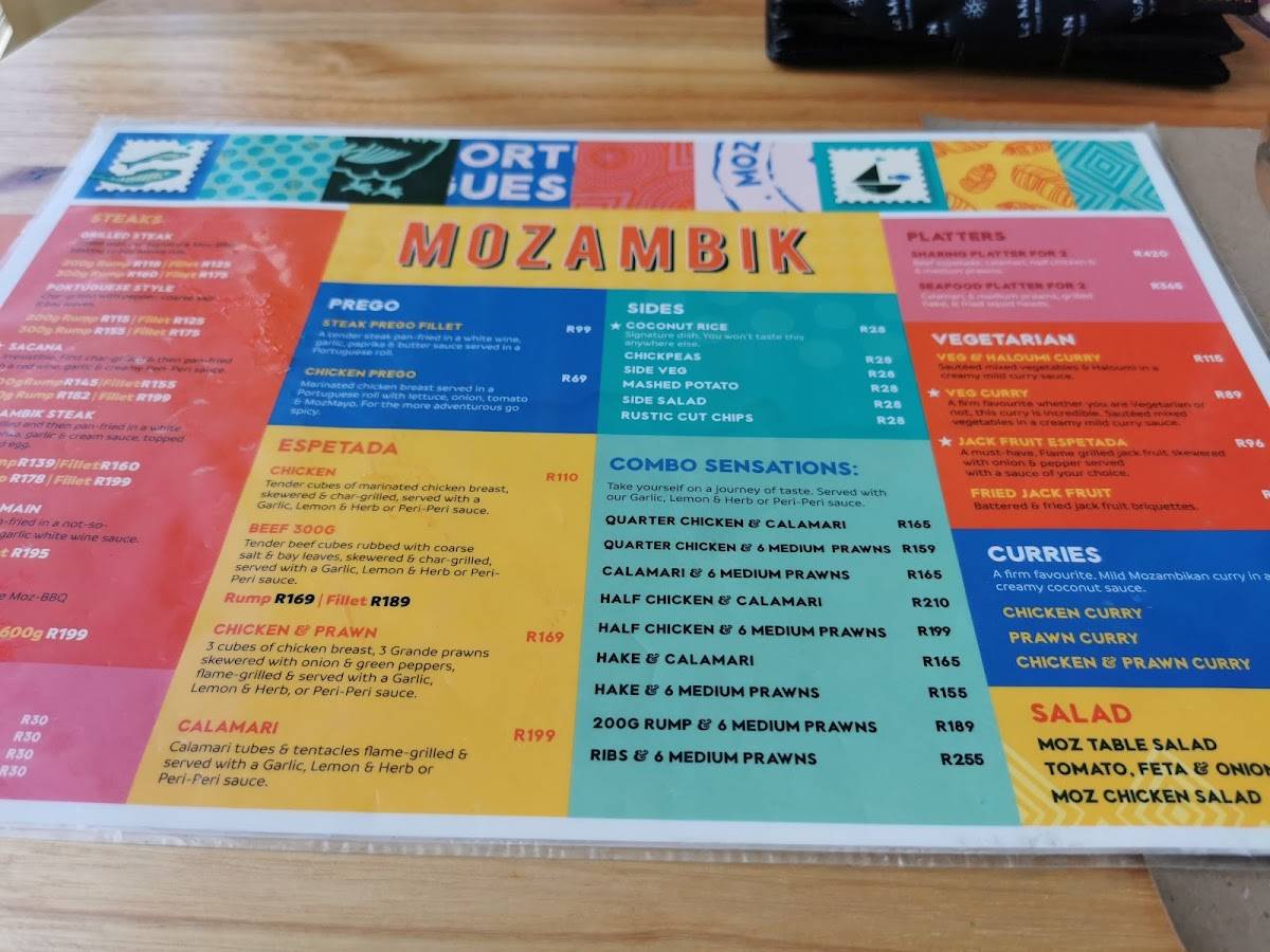 Speisekarte von Mozambik Centurion Mall restaurant, Centurion