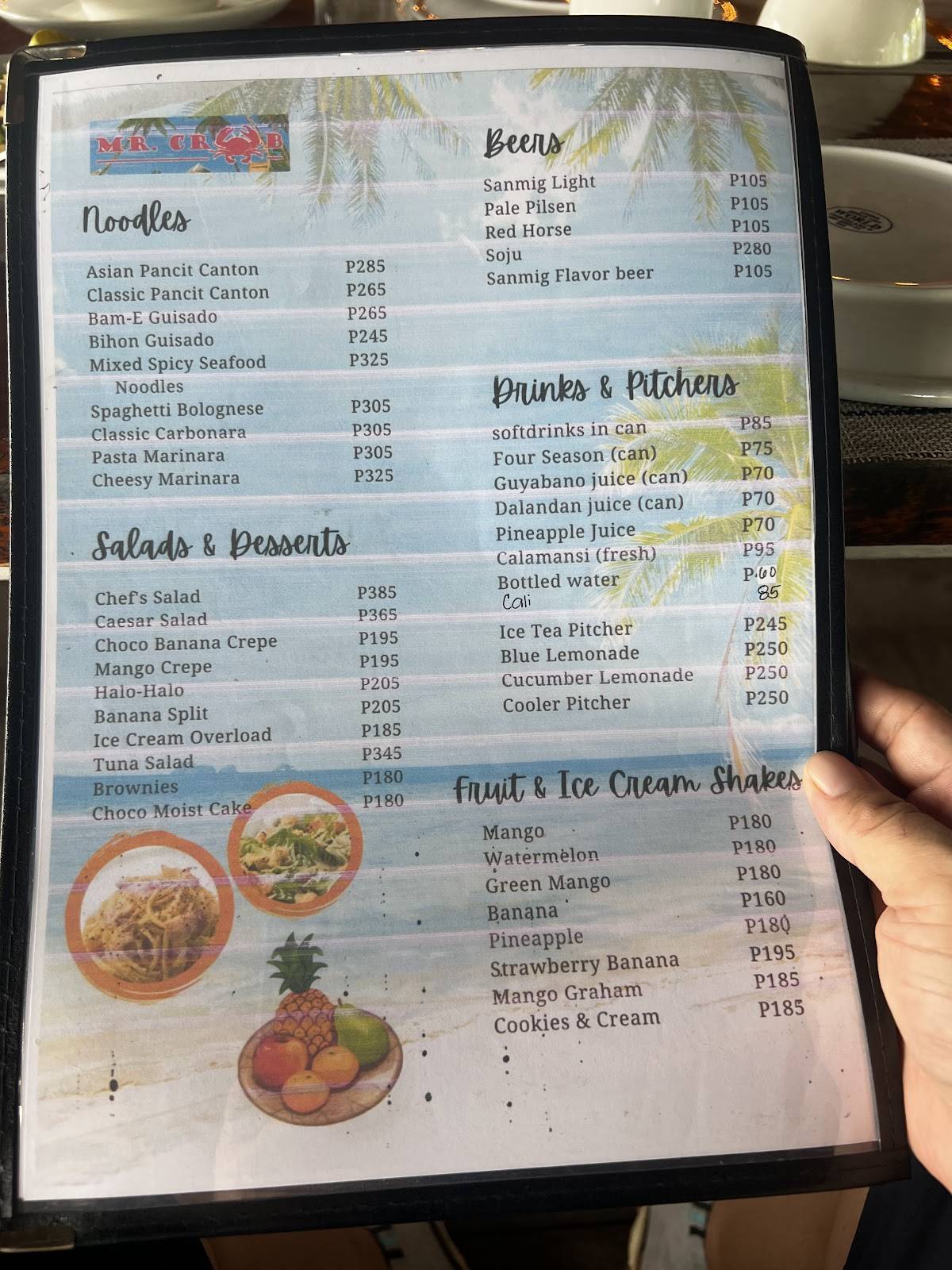 Menu at Mr. Crab - Cebu Yacht Club, Lapu-Lapu City