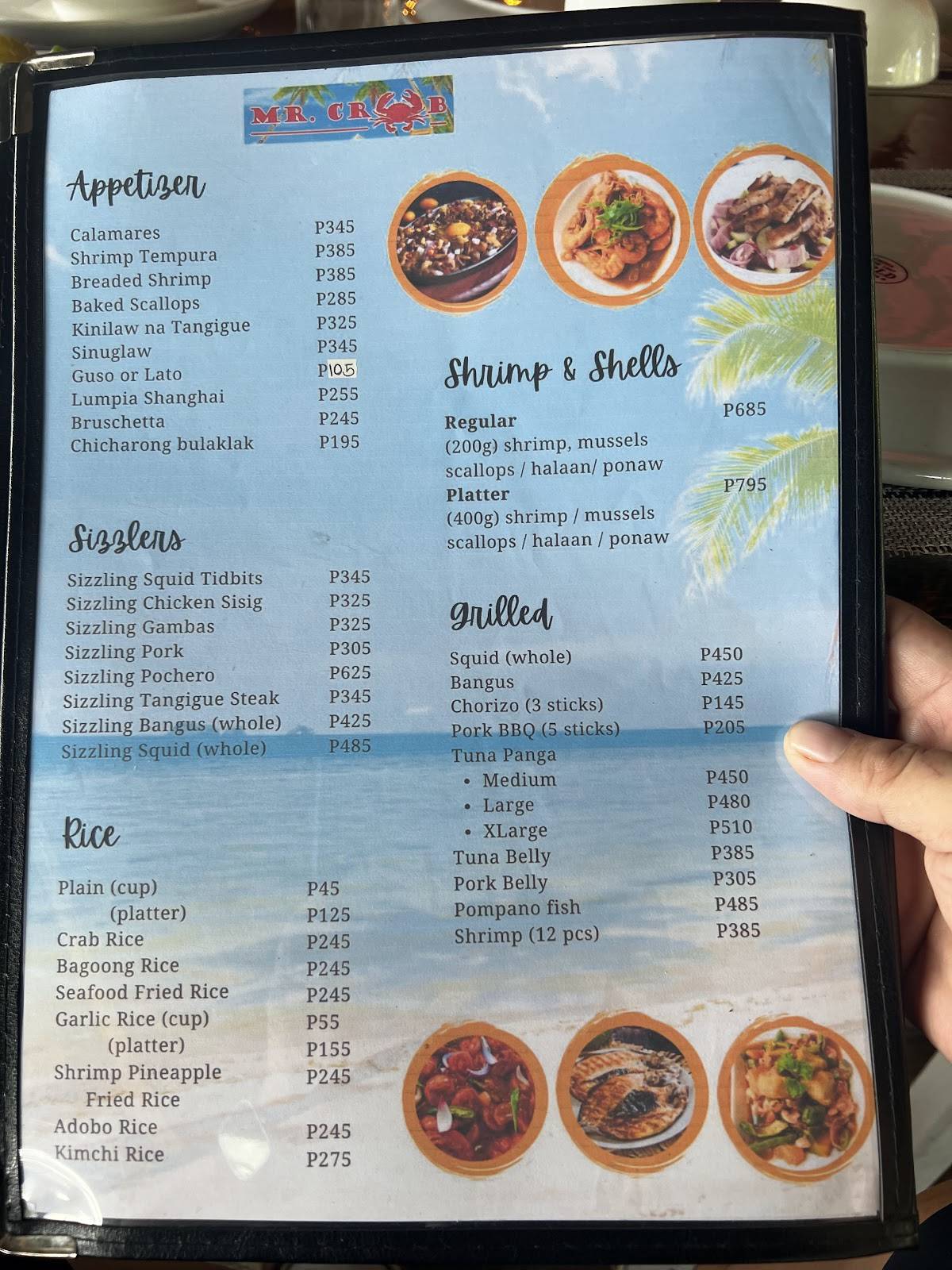 Menu at Mr. Crab - Cebu Yacht Club, Lapu-Lapu City