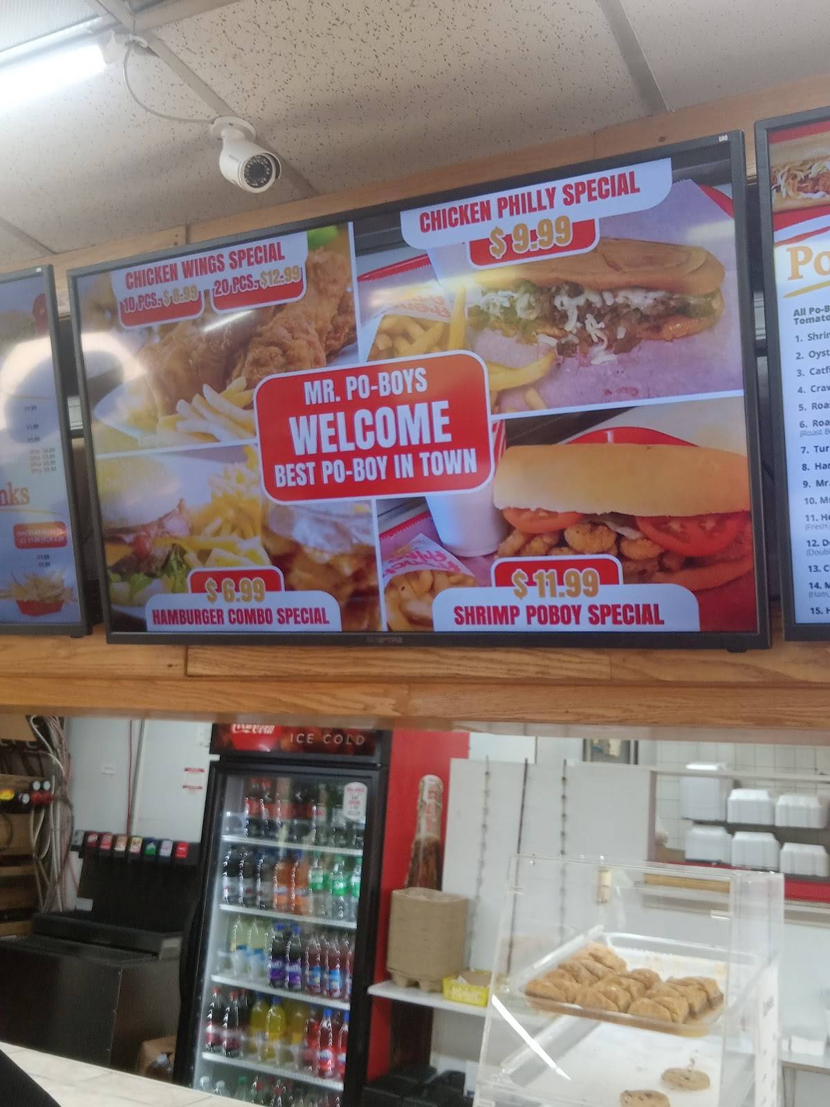 Menu at Mr PO-Boy fast food, Baton Rouge, Airline Hwy