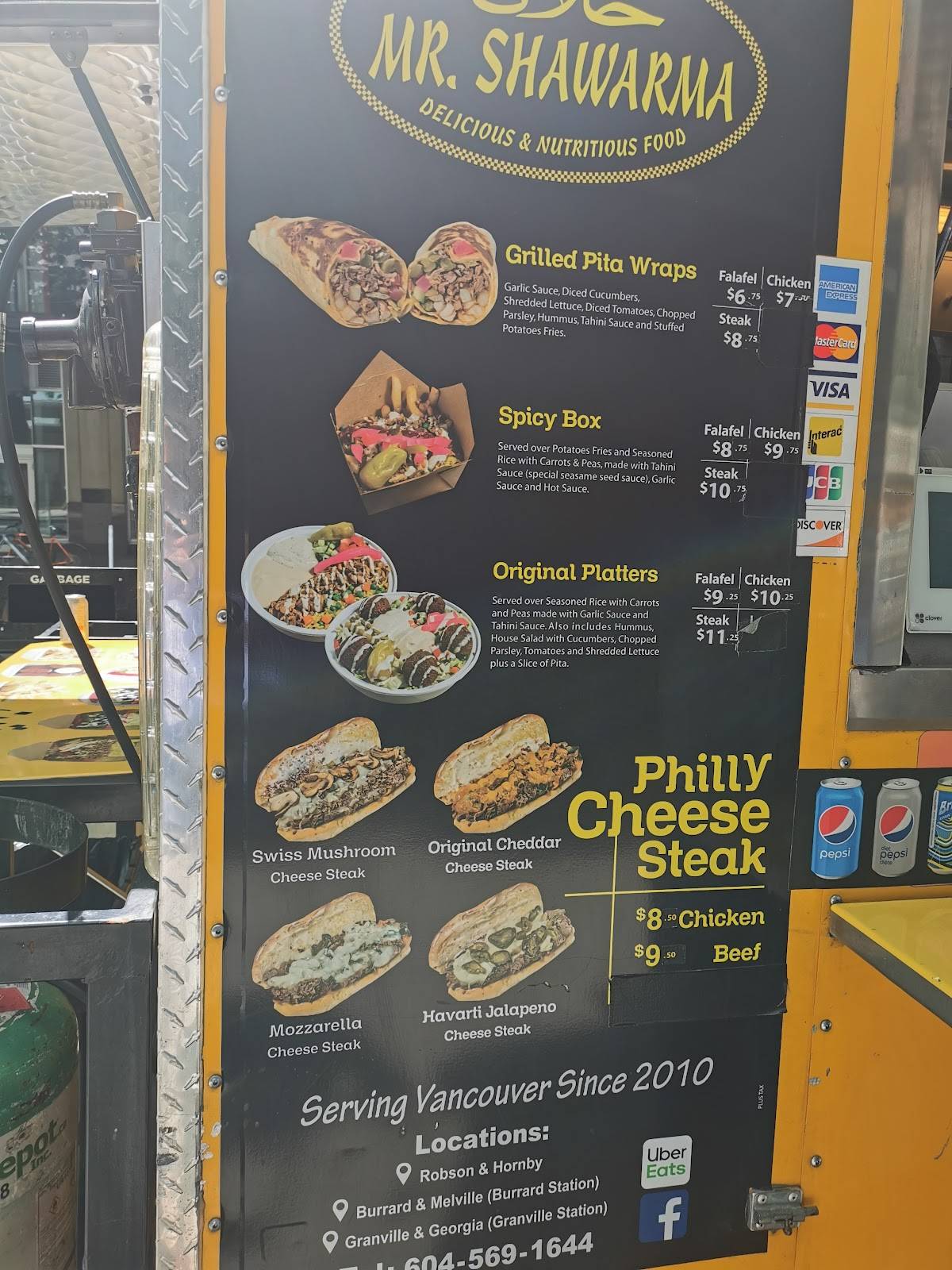 Menu at Mr.Shawarma Robson Location restaurant, Vancouver
