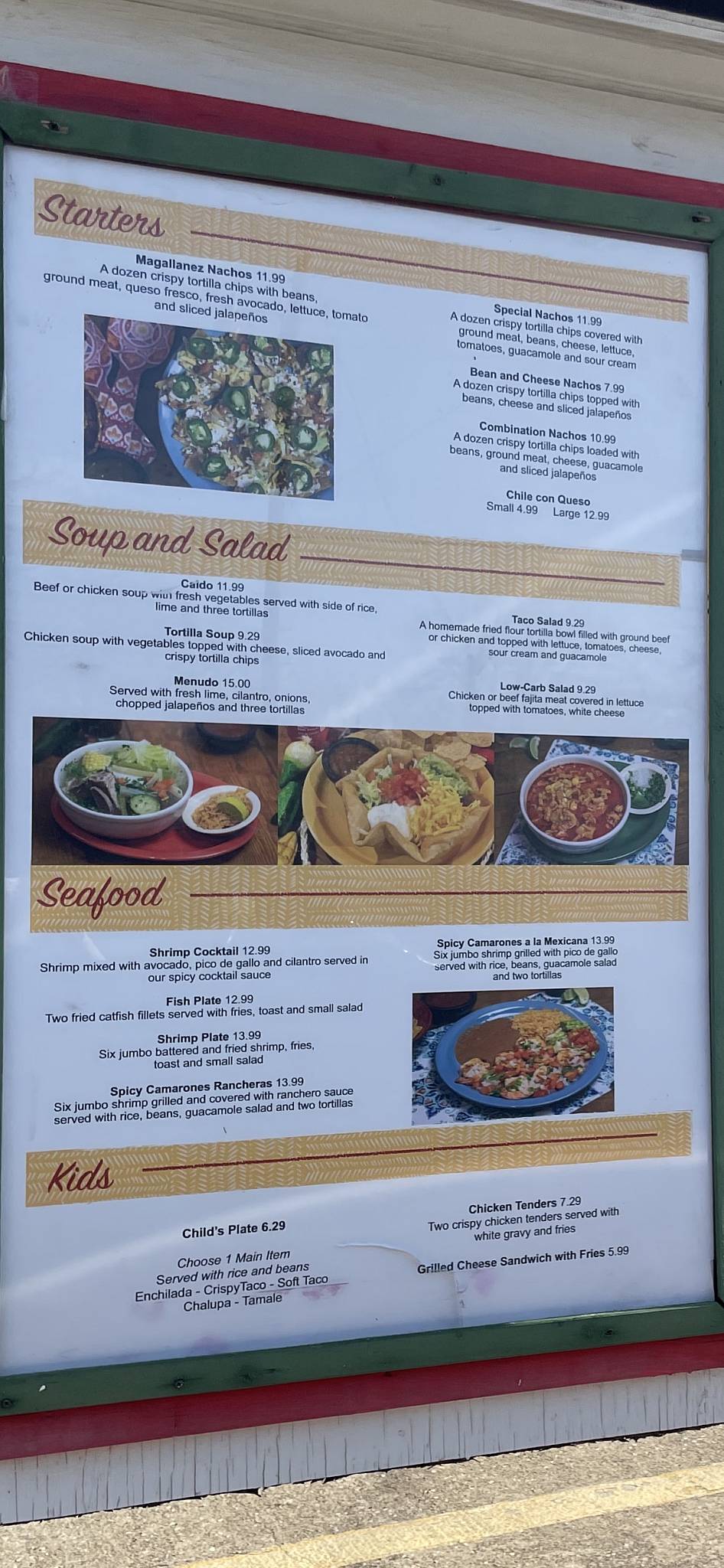 Menu at Mr Taco restaurant, Lockhart