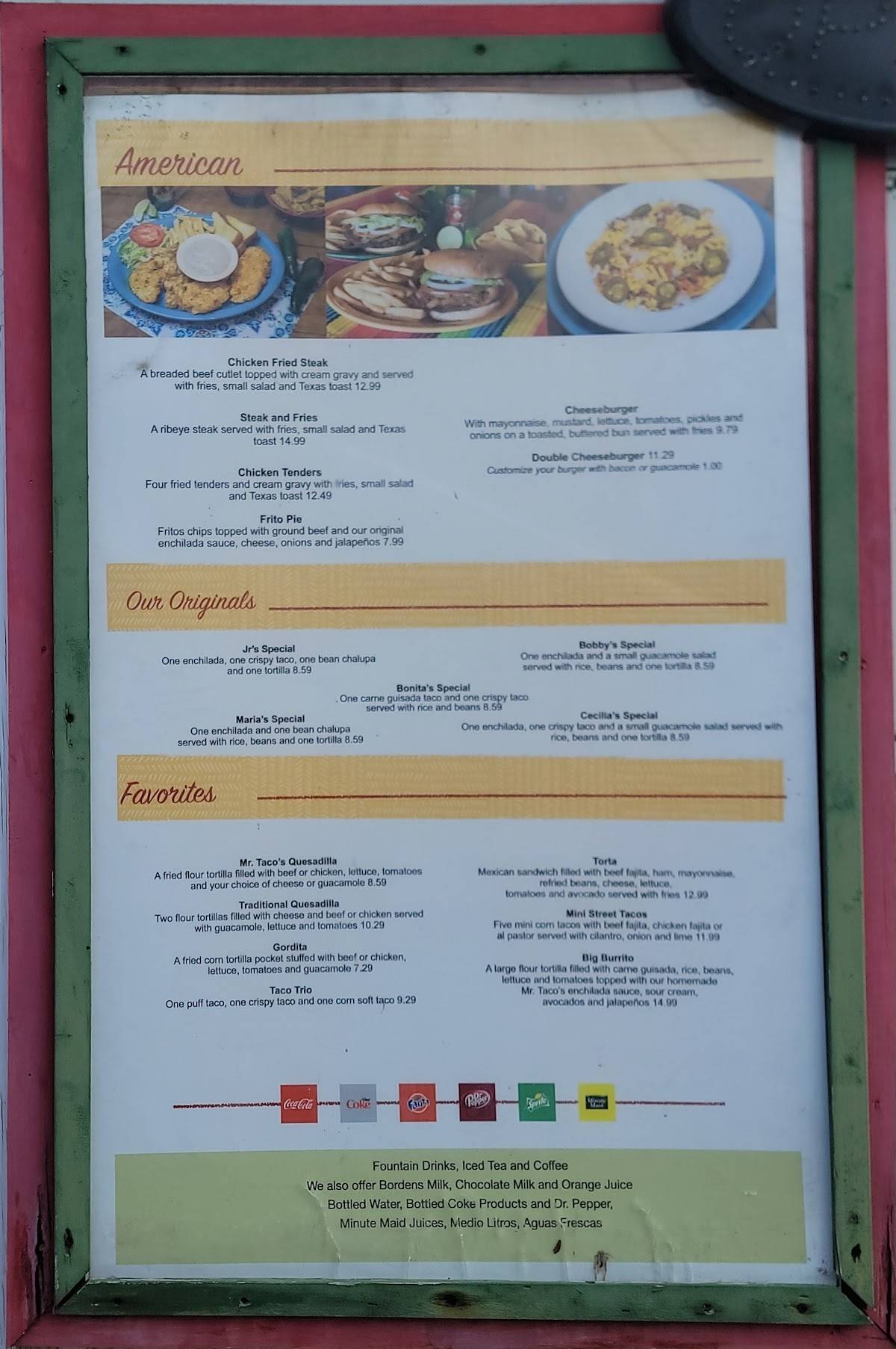 Menu at Mr Taco restaurant, Lockhart
