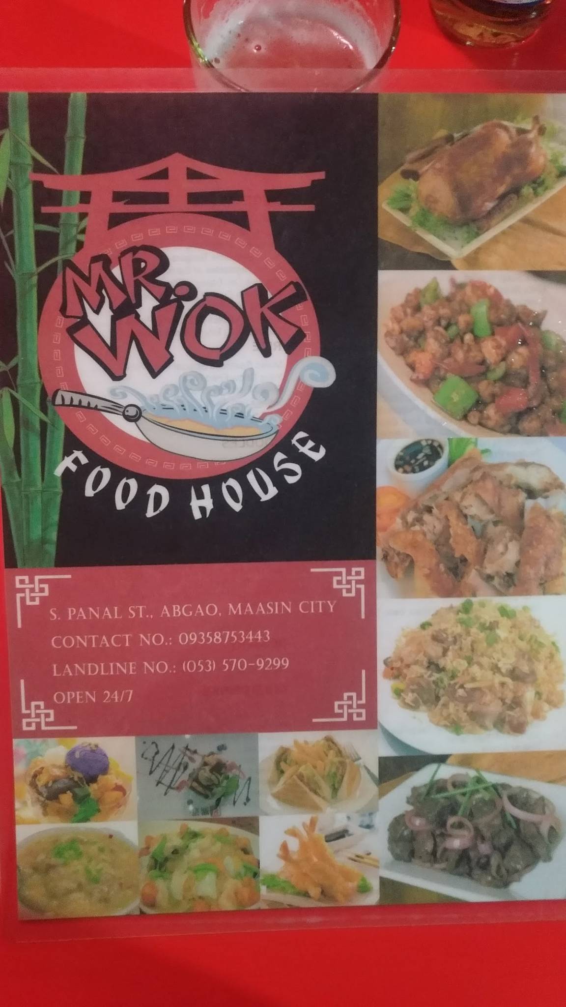 Menu at Mr. Wok restaurant, Maasin City, 4VJ3+RGF