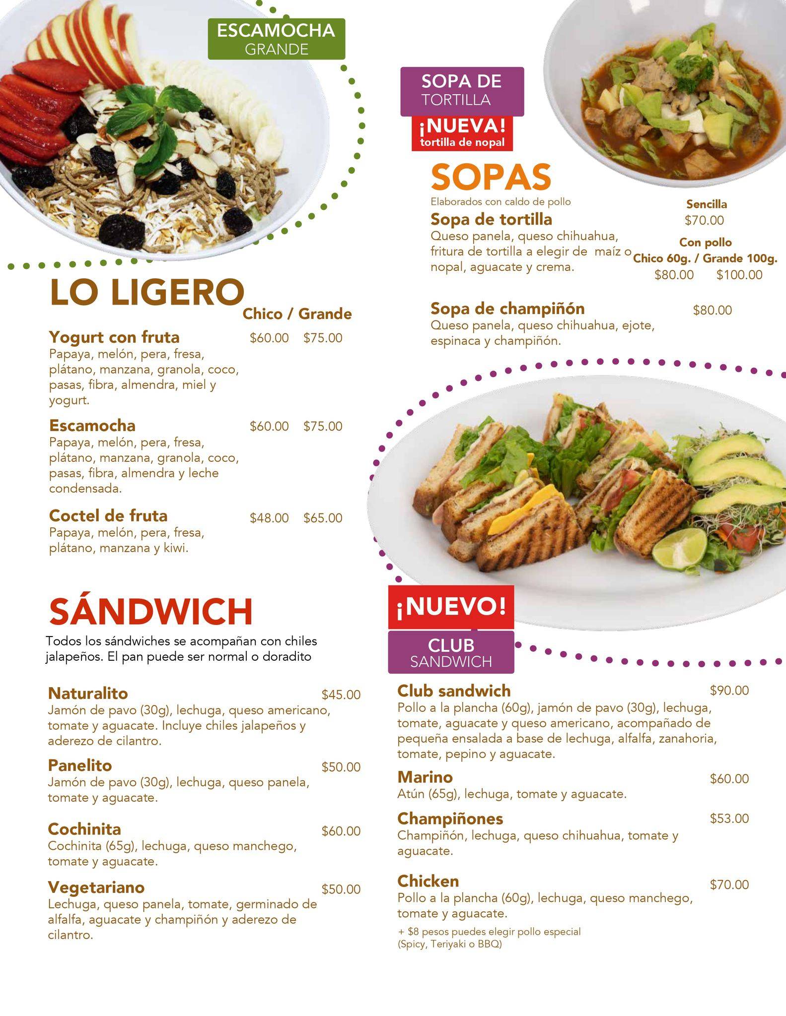 Carta del pub y bar Mucha Vida jugos naturales, Culiacán Rosales ...
