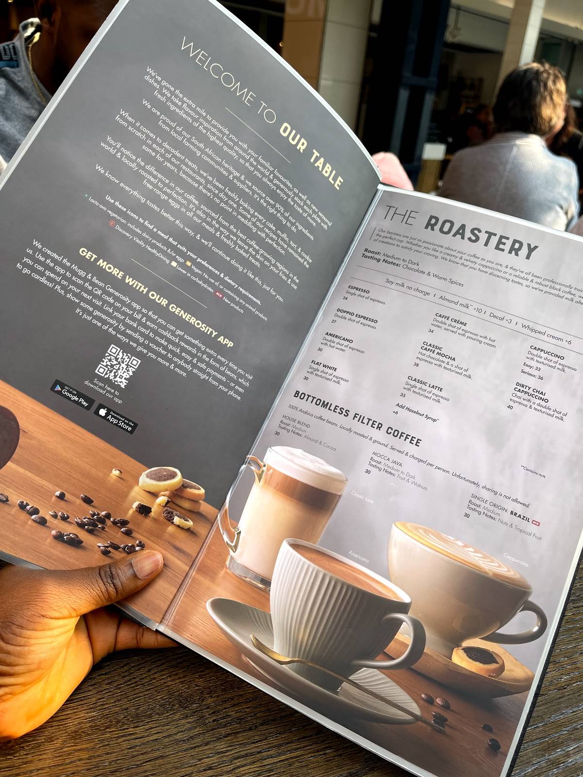 Menu at Mugg & Bean restaurant, Pretoria, Shop L46