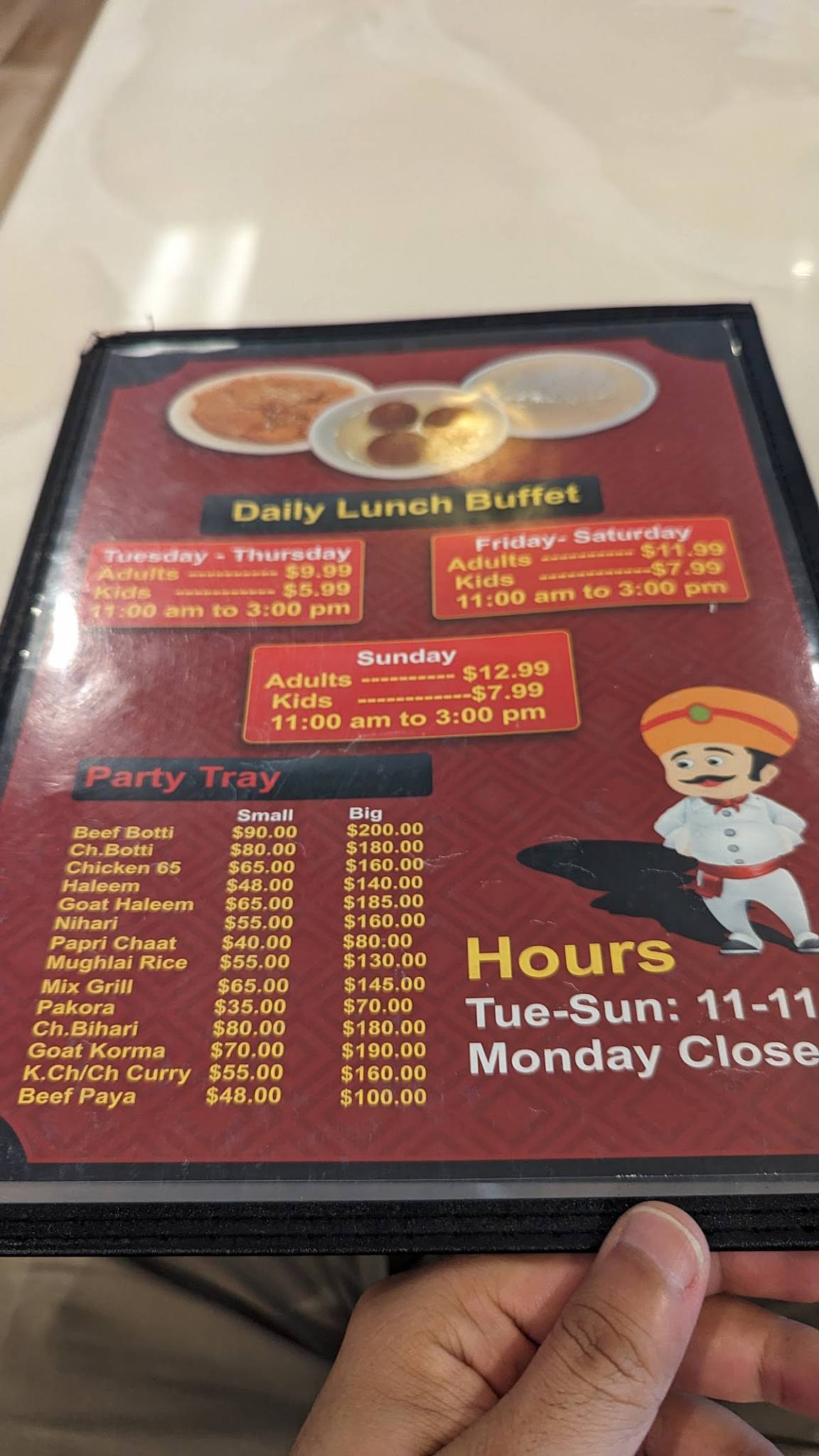 Menu at Mughals restaurant, Norcross, Jimmy Carter Blvd