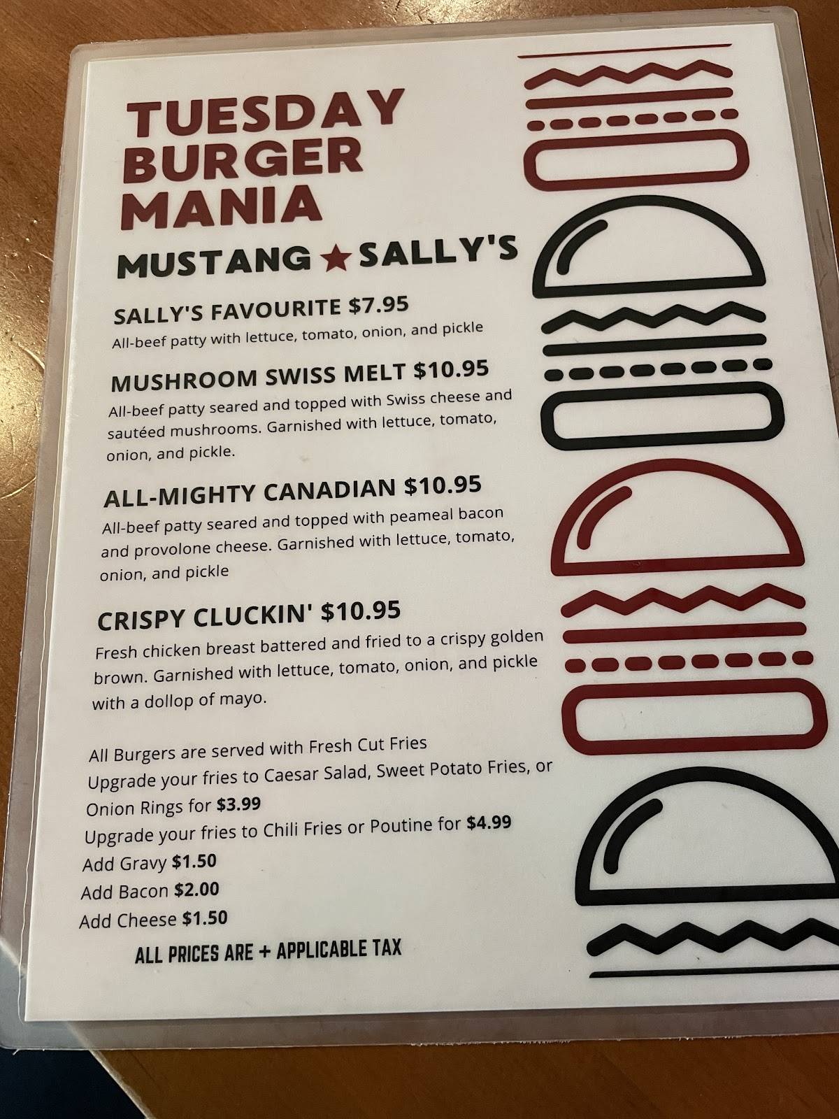 Menu at Mustang Sally's pub & bar, London