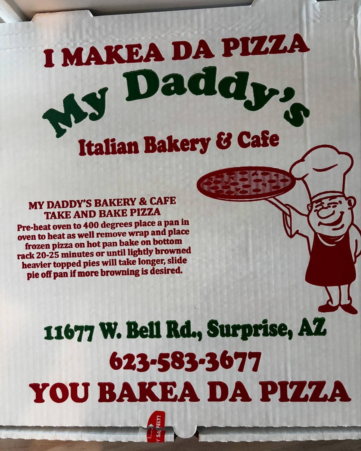 Menu at My Daddy's Italian Bakery & Café, Surprise