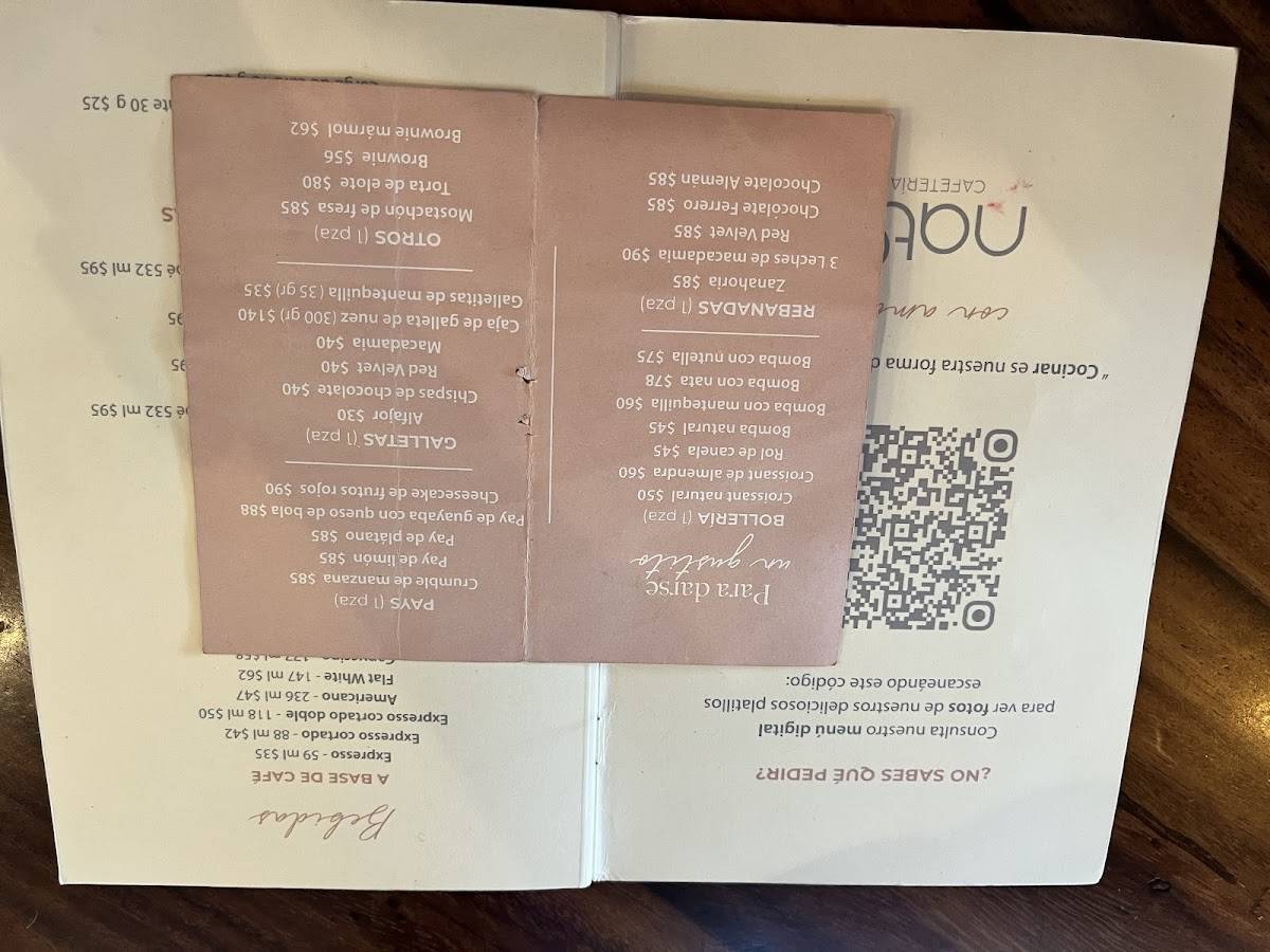 Carta de NATA CAFETERÍA Reforma, Veracruz