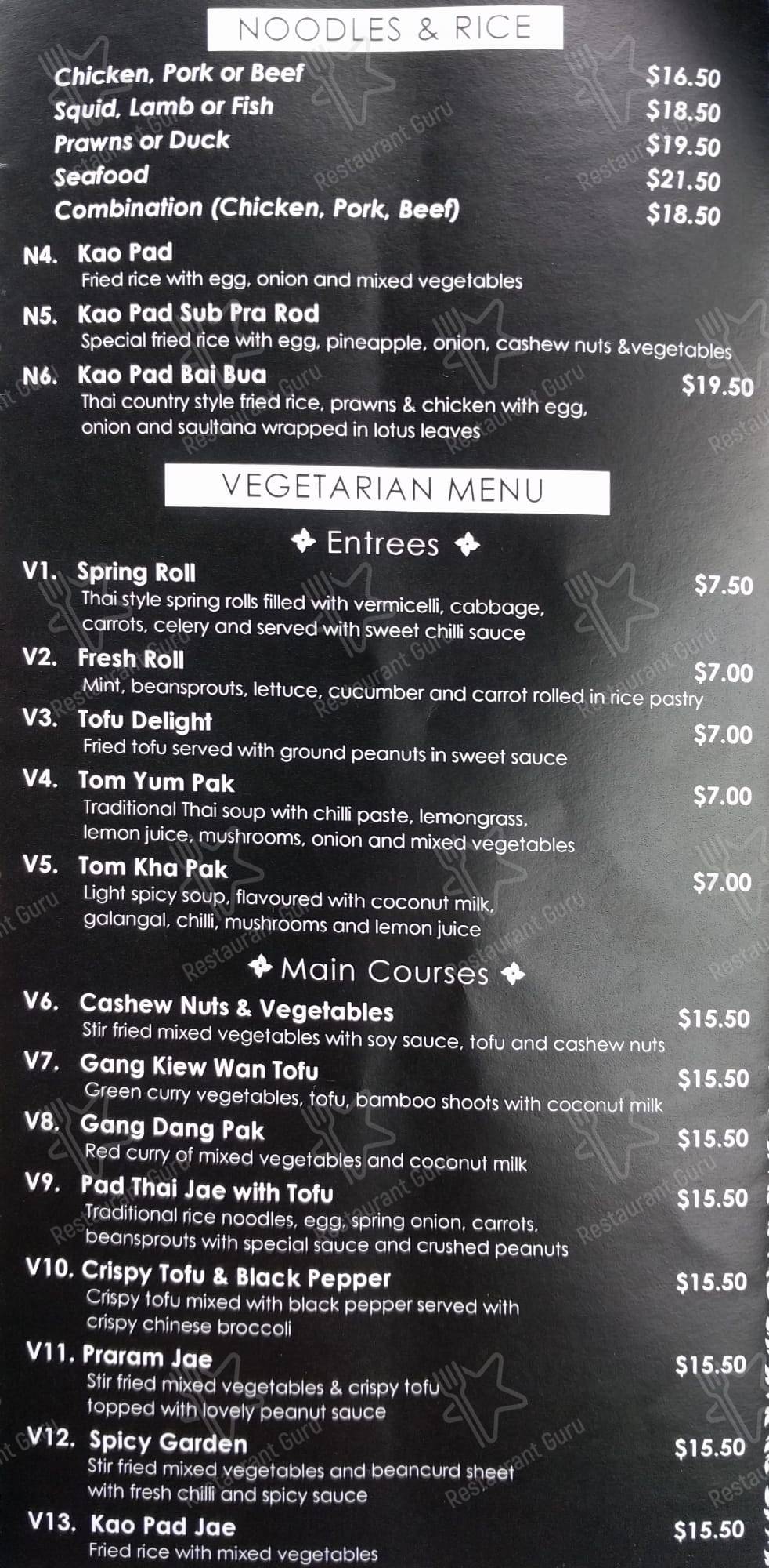 Menu at Natcha Thai Restuarant restaurant, Takanini