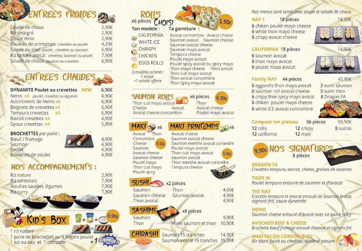 Menu au NAY SUSHI THAI restaurant, Andrésy