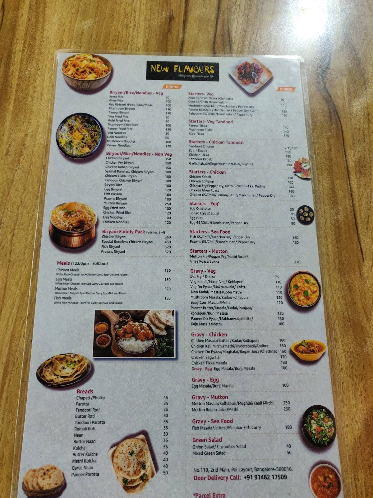 Menu at NEW FLAVOURS RESTAURANT, Bengaluru