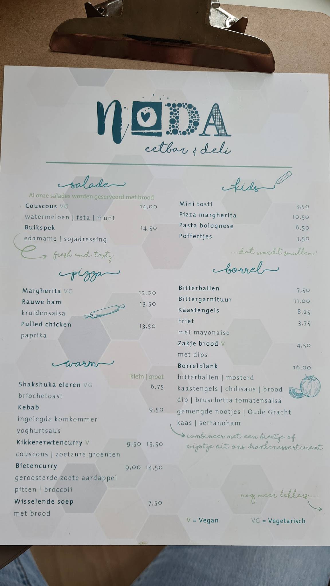 Speisekarte von NODA Eetbar & Deli, Utrecht