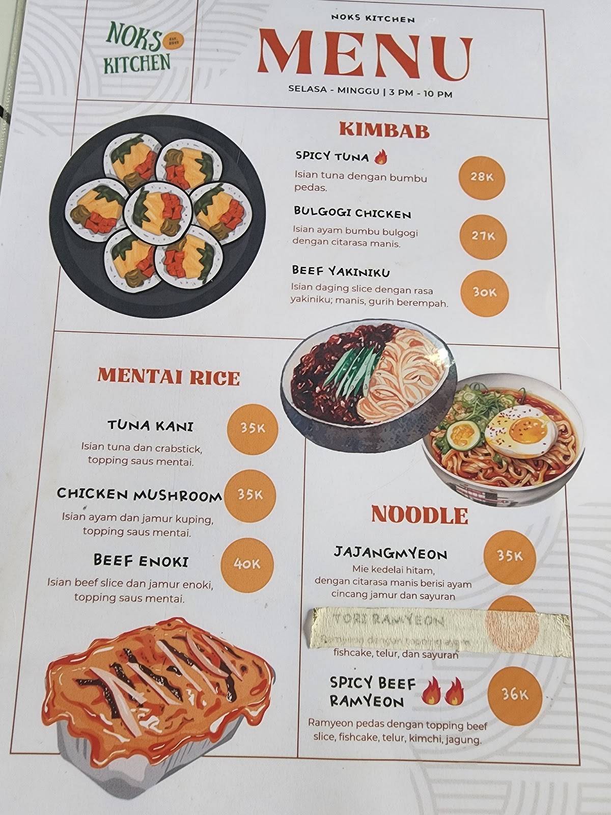 Menu at NOKS KITCHEN restaurant, Sorong