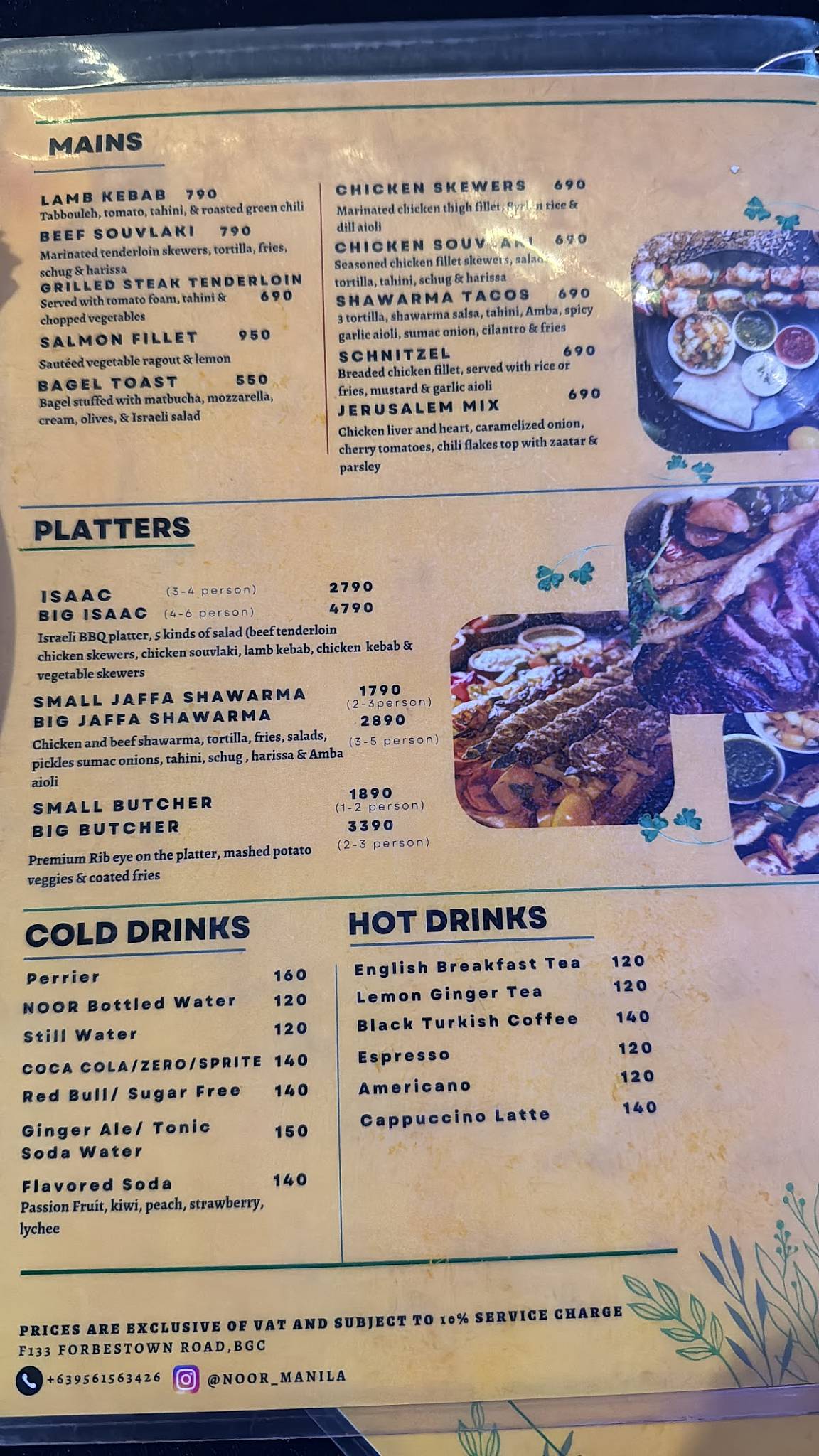 Menu at NOOR MANILA restaurant, Taguig, f133 Forbestown Rd