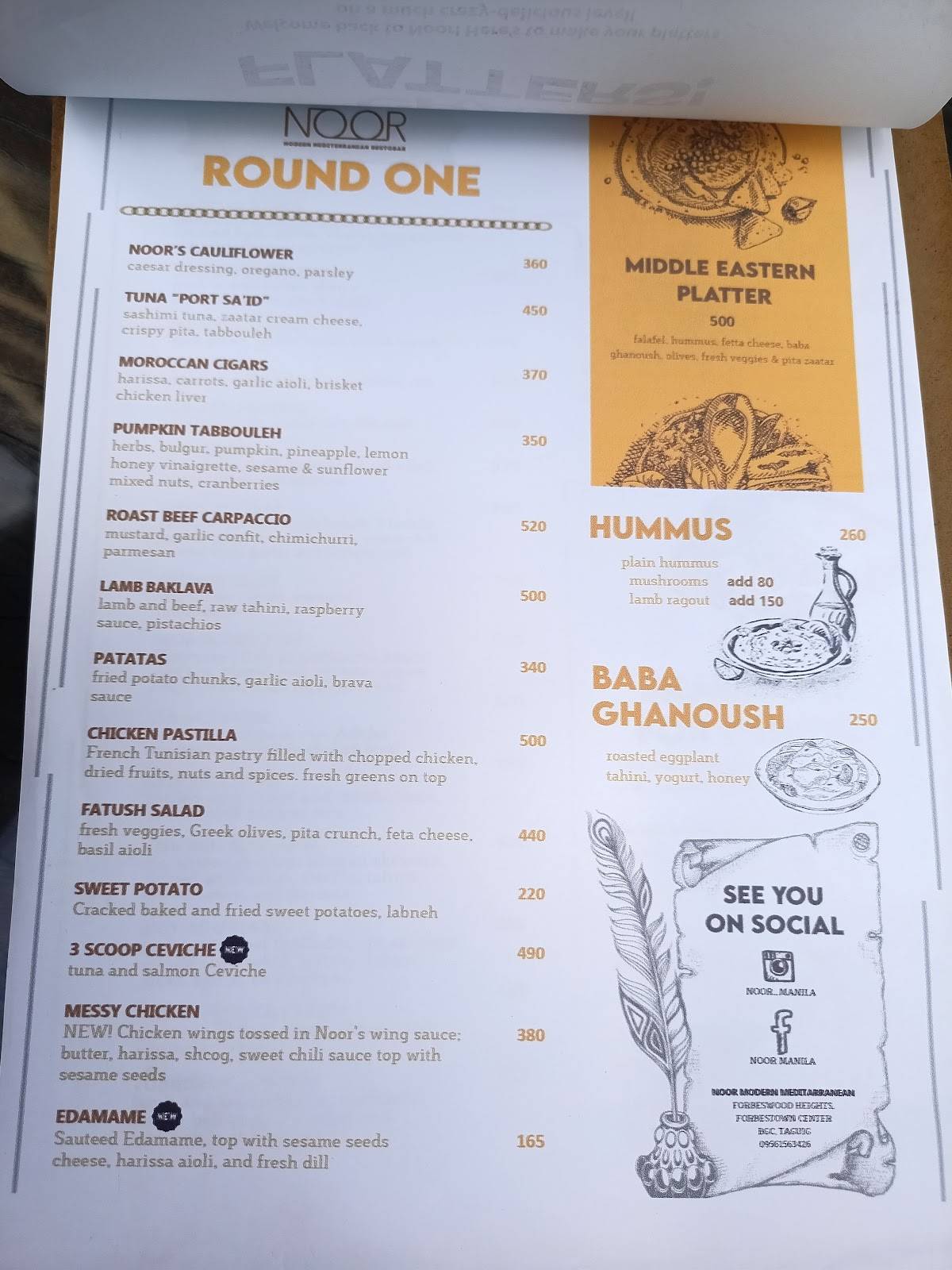 Menu at NOOR MANILA restaurant, Taguig, f133 Forbestown Rd