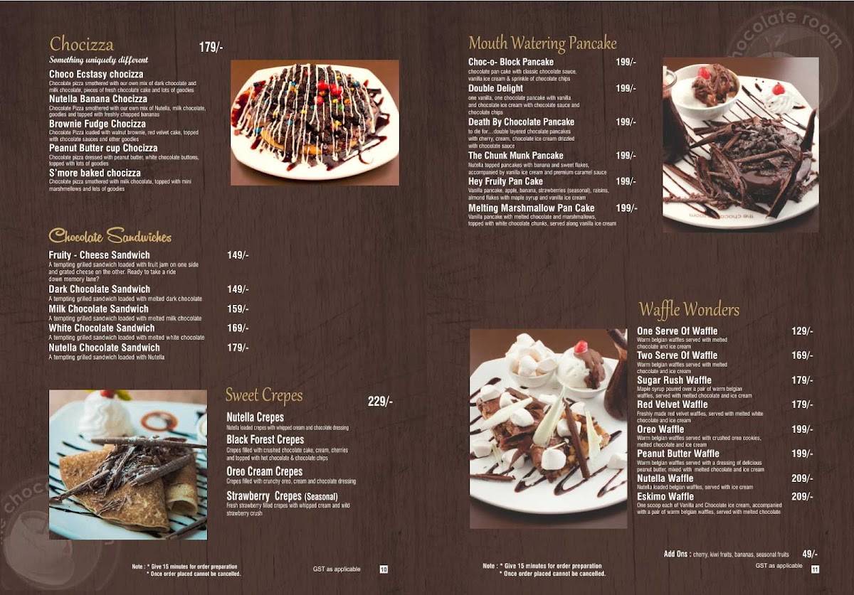 Menu at The Chocolate Room, Nagpur