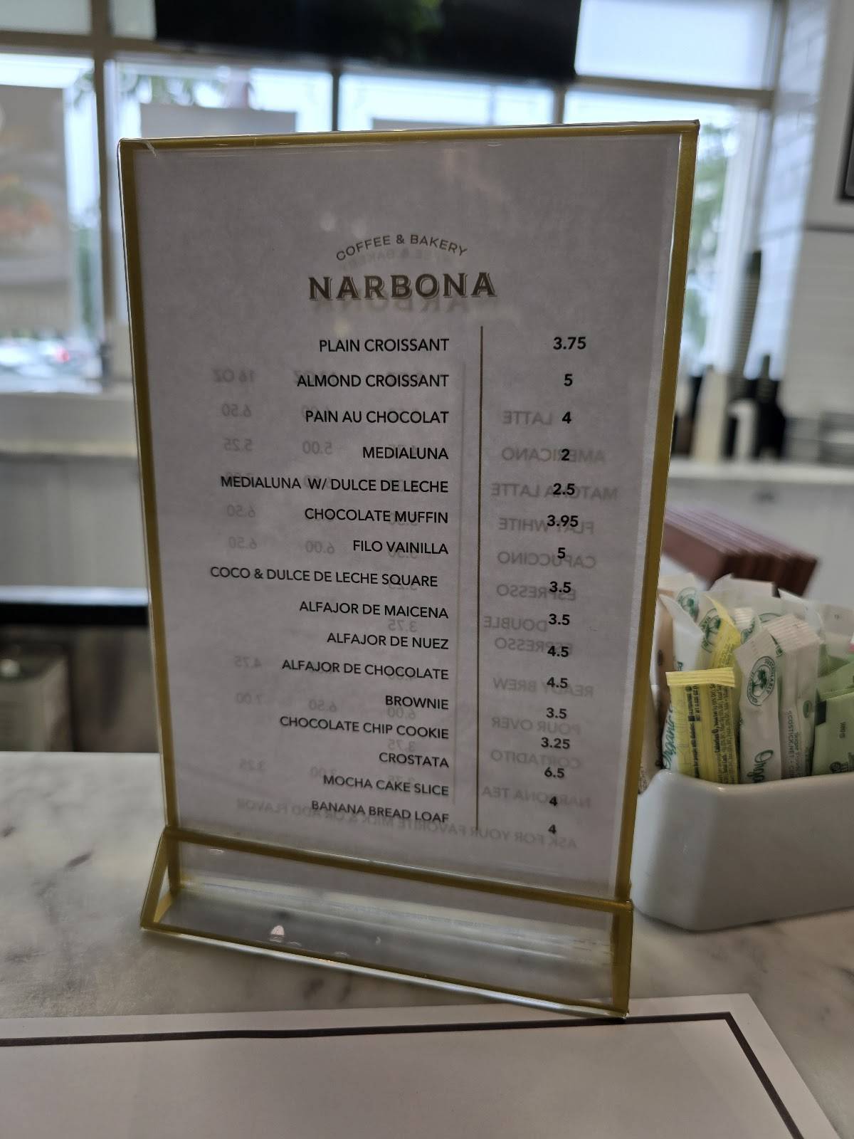 Menu at Narbona restaurant, Boca Raton