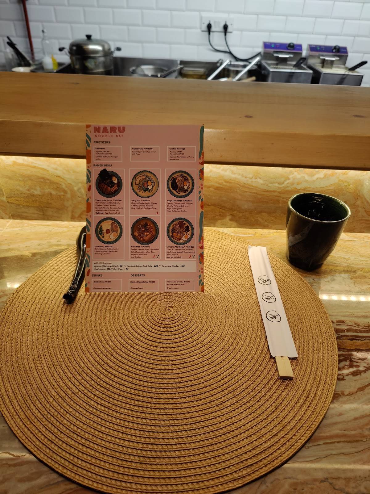 Menu at Naru Noodle Bar, Bengaluru