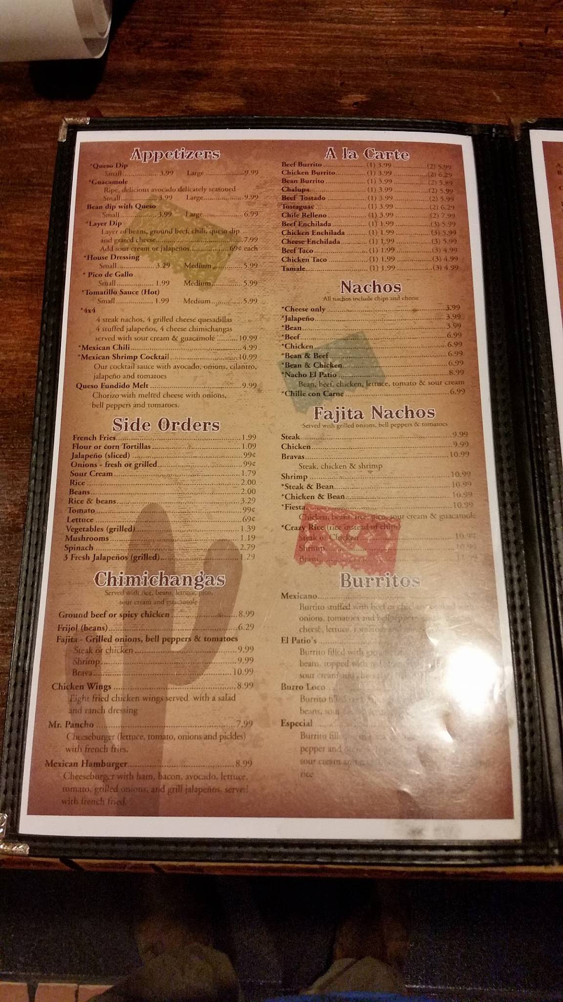 Menu at El Patio Mexican Restaurant, Natchitoches