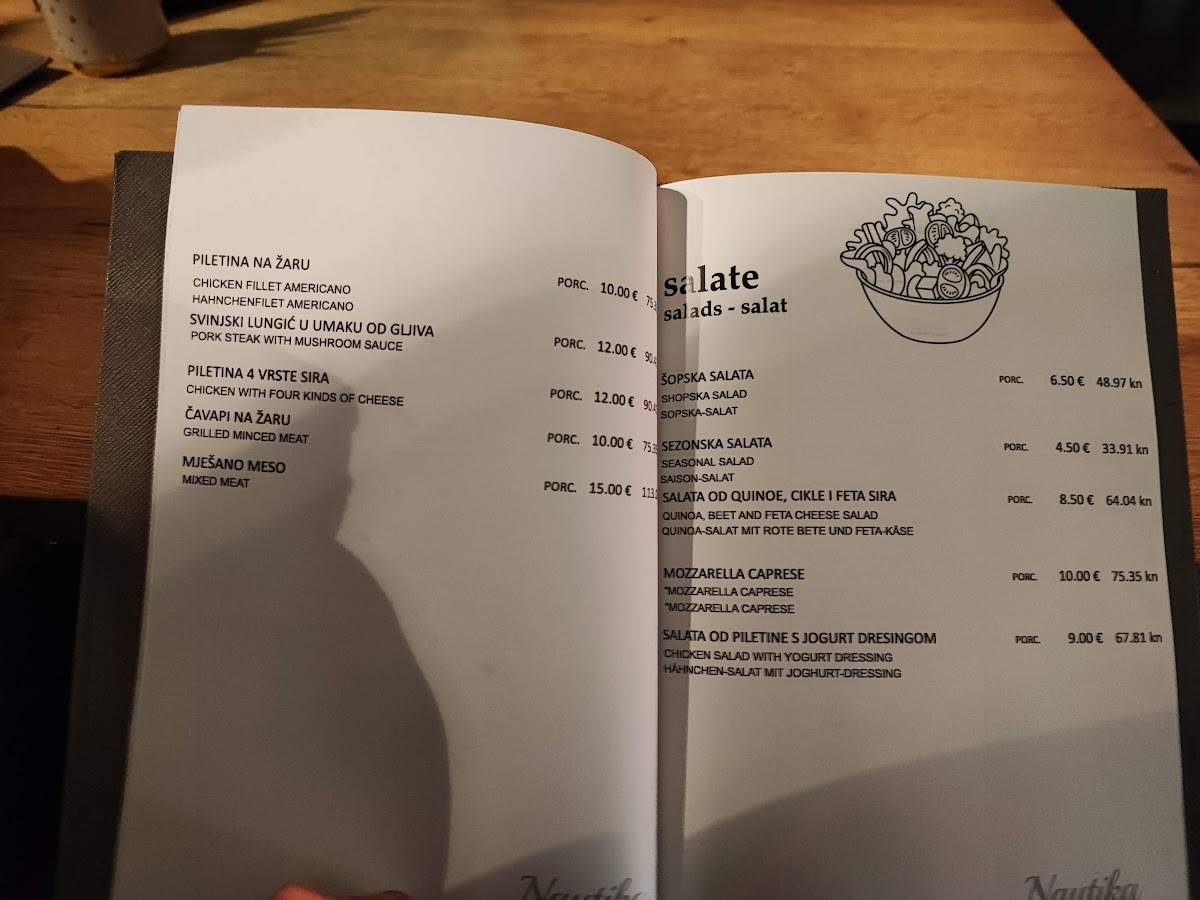 Menu at Restoran Nautika restaurant, Vela Luka