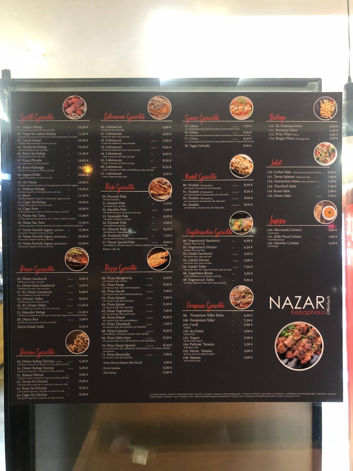 Speisekarte von Nazar Kebap & Grillhaus restaurant, Offenbach am Main, Waldstraße 235