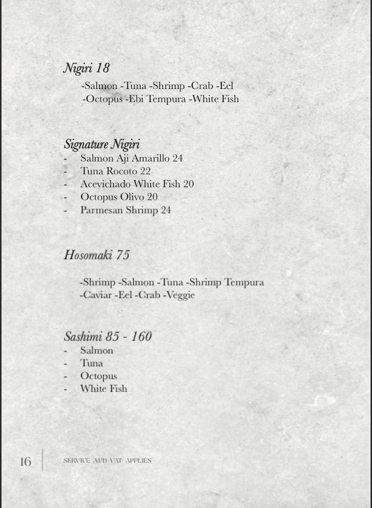 Carta de Ginger Restaurant, New Cairo City