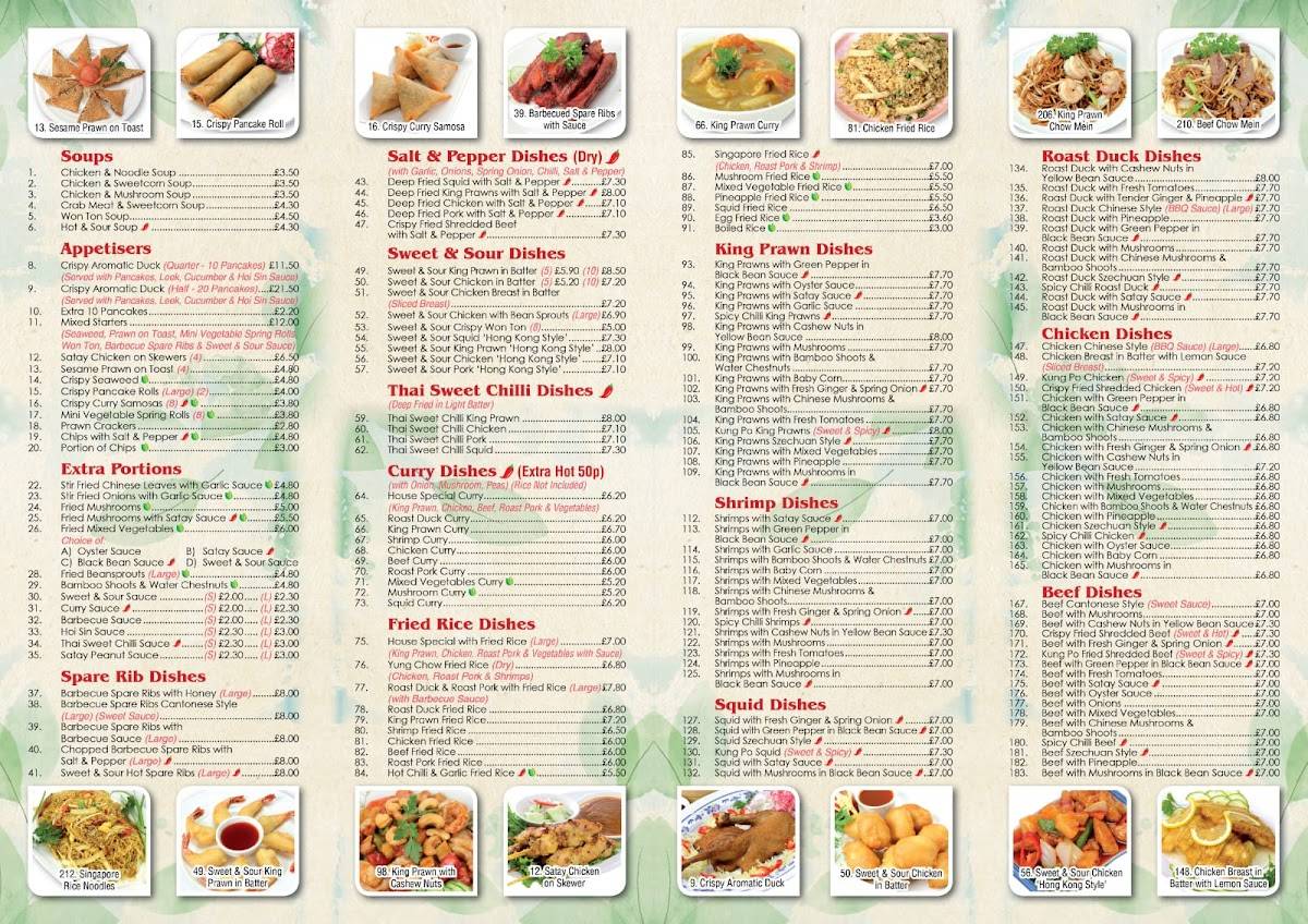 Menu at New China House restaurant, Clanfield
