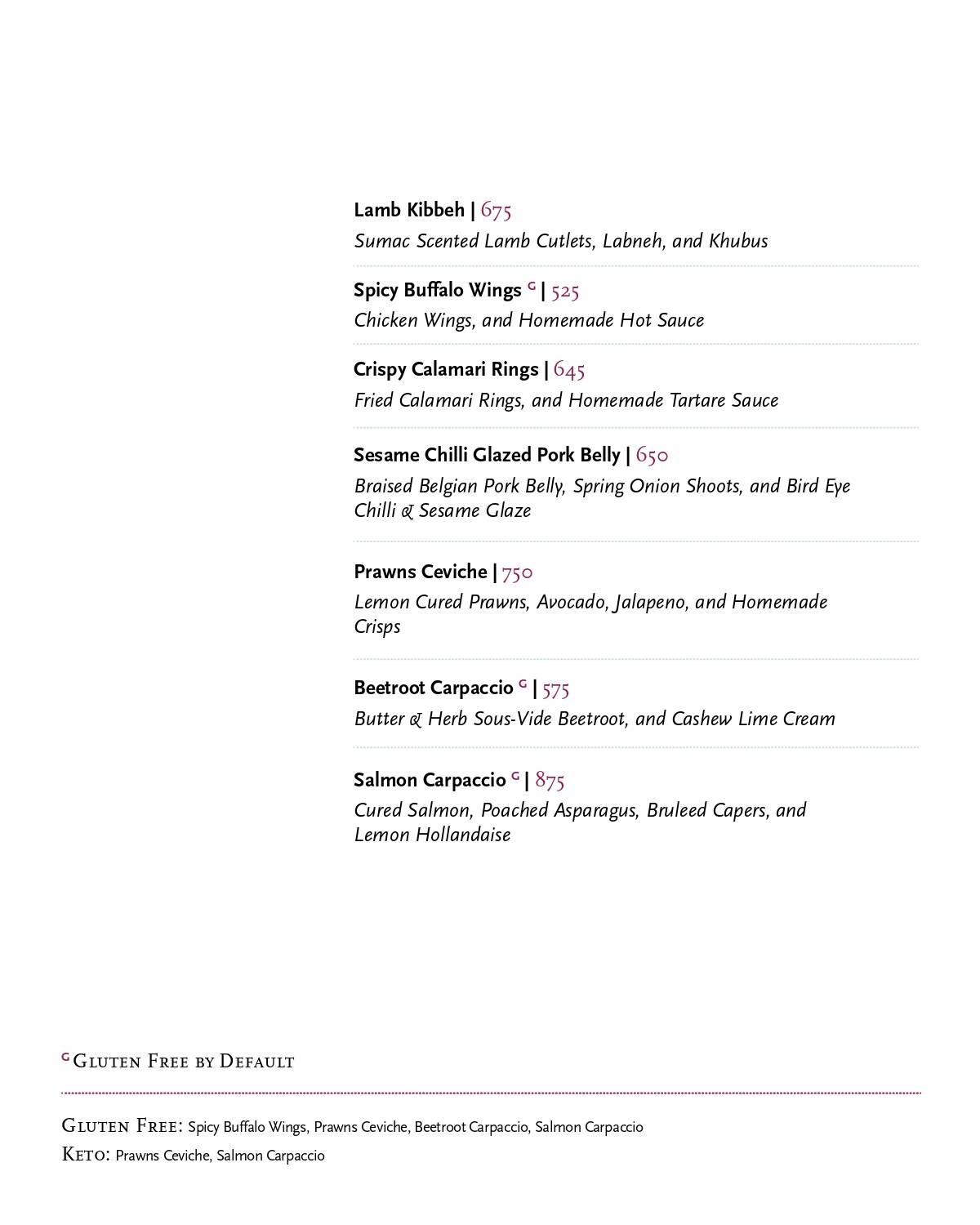 Menu at Fig at Malcha, New Delhi, 3/48, Malcha Marg, Market, Dharam Marg
