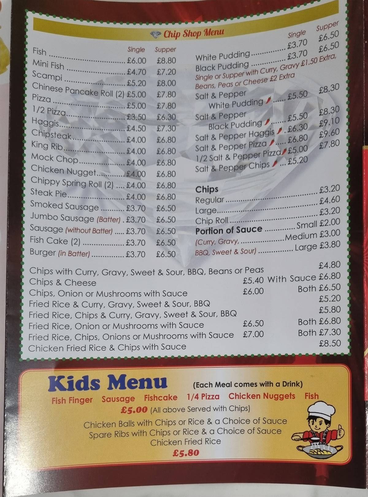 Menu at New Diamond Take Away fast food, Perth