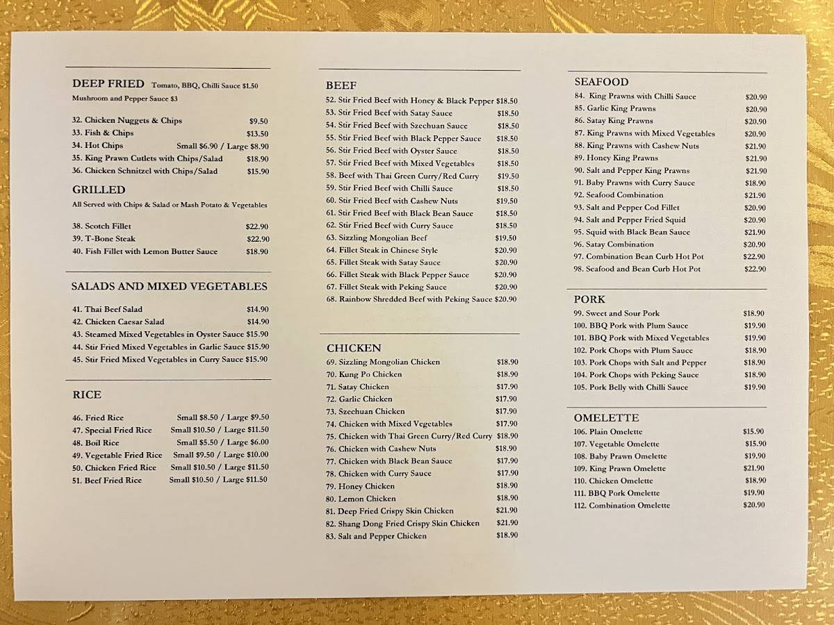 Menu at New Jin Man Tang Restaurant, Dundas