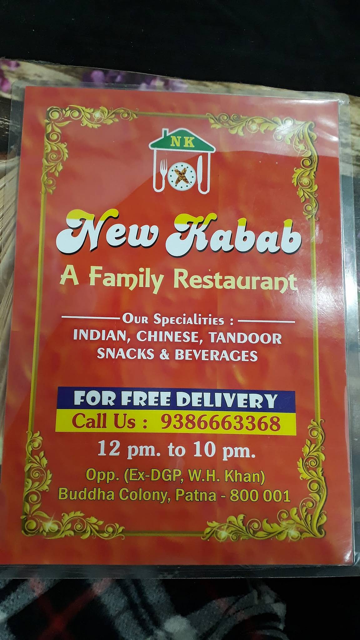 Menu at New Kabab Ghar, Patna