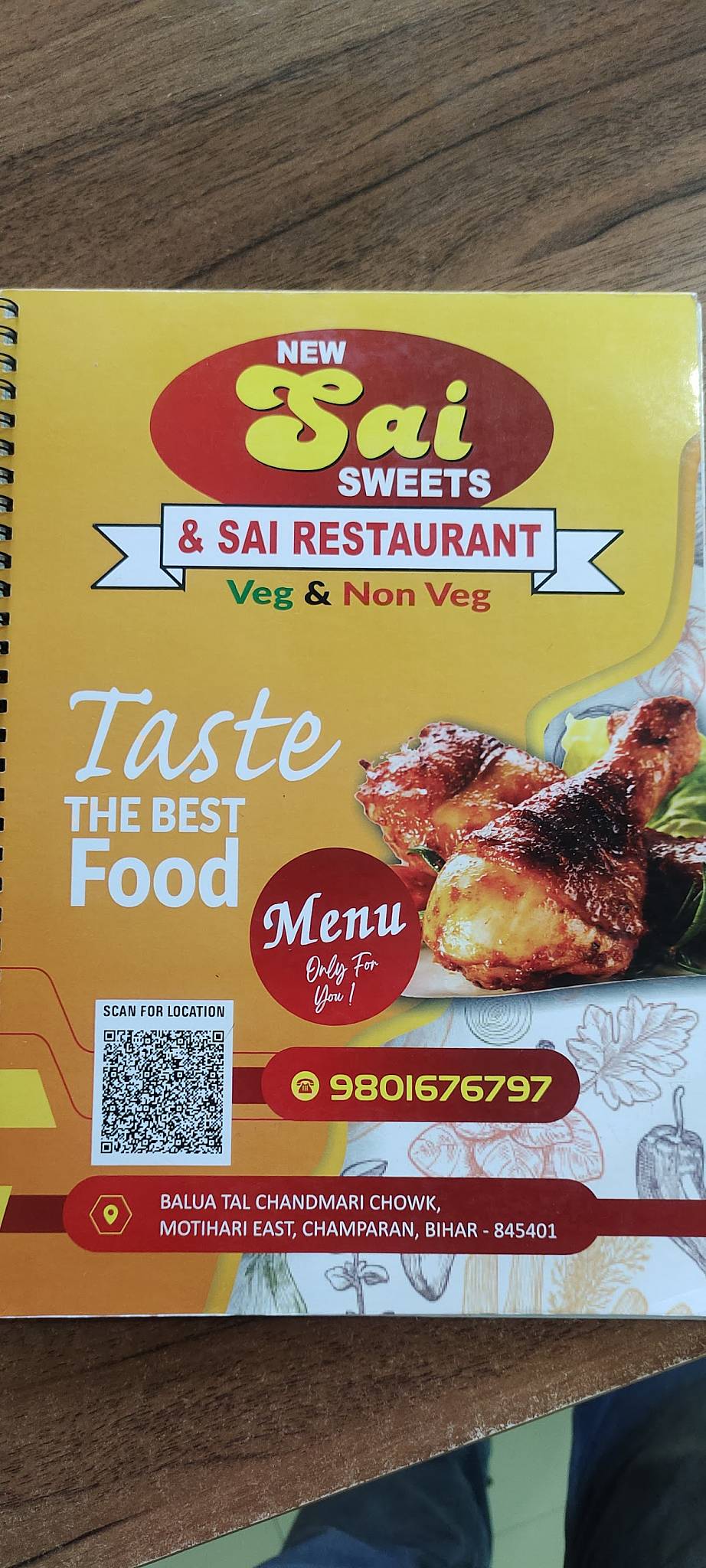 Menu at New Sai Sweets and Sai Restaurant, Motihari