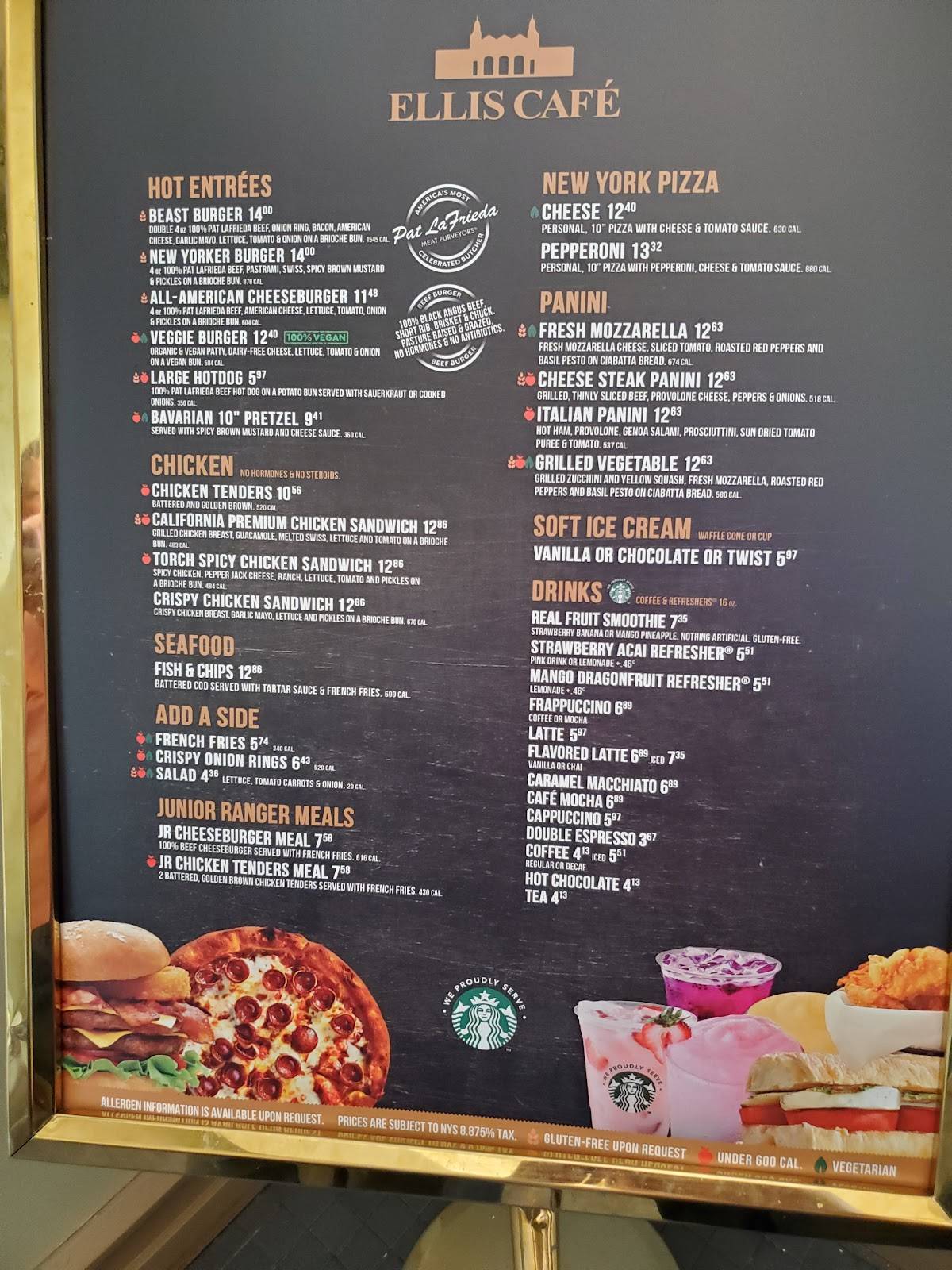 Menu at Ellis Island Cafe, New York City, Ellis Island